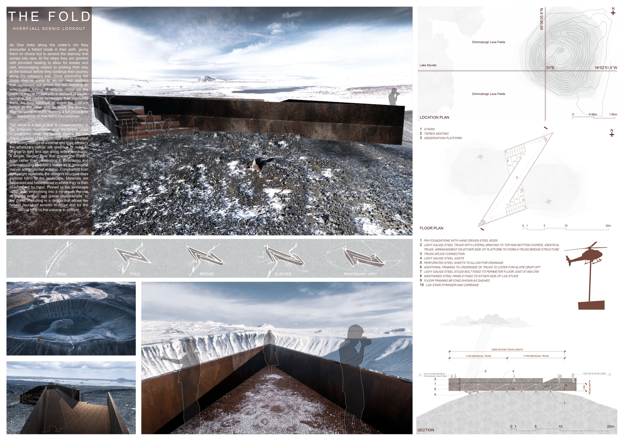 Architecture project // Weathered Steel Lookout Cantilevered over ...
