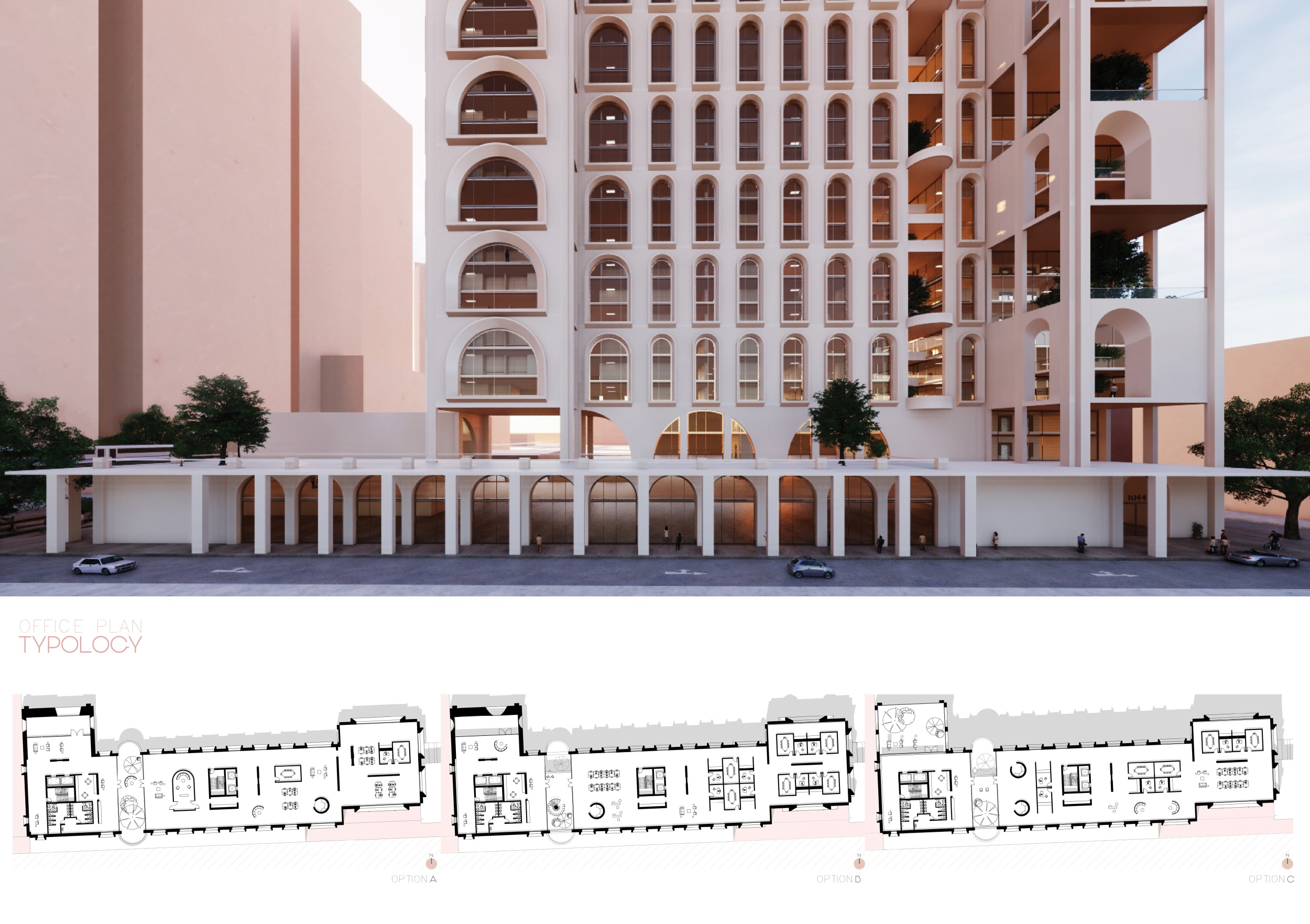 Architecture project // Sequential Arched Windows with Vertical Gardens ...