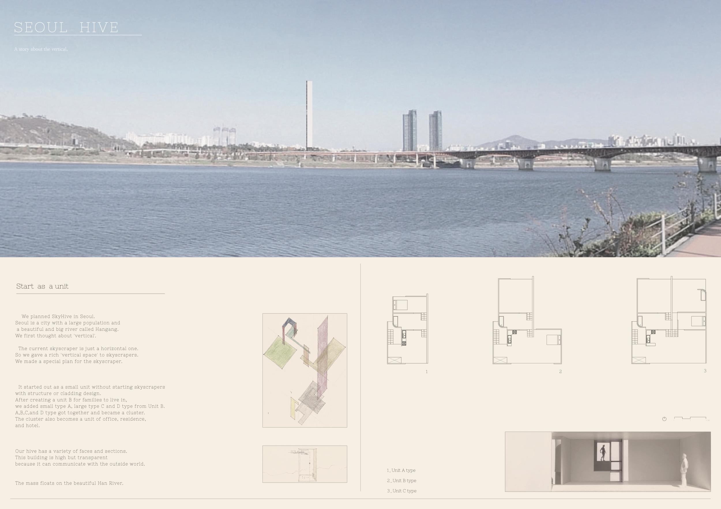 Architecture project // Floating Vertical Community Along the Han River