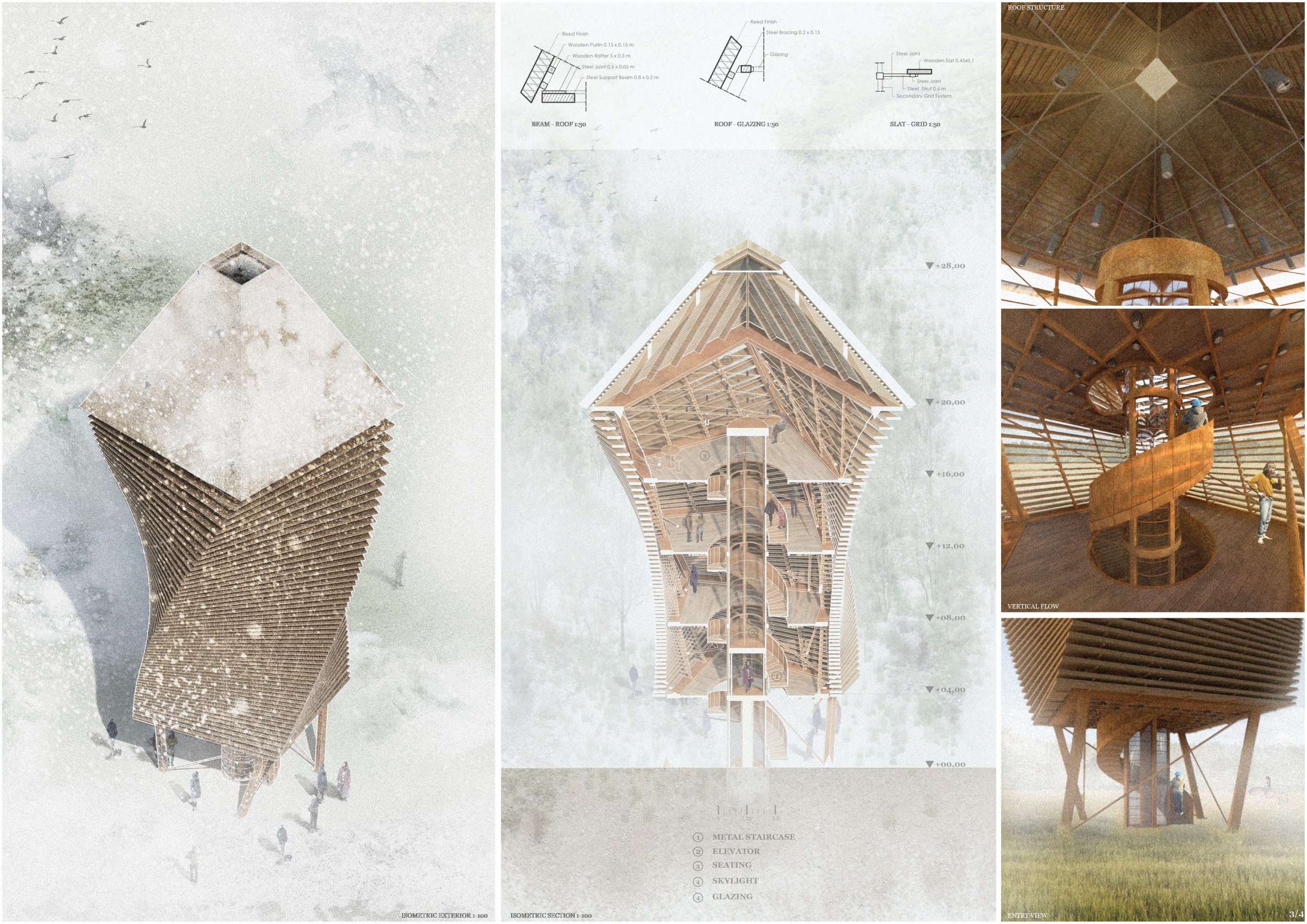 Architecture project // Twisting Core Framed in Wood with Panoramic Views
