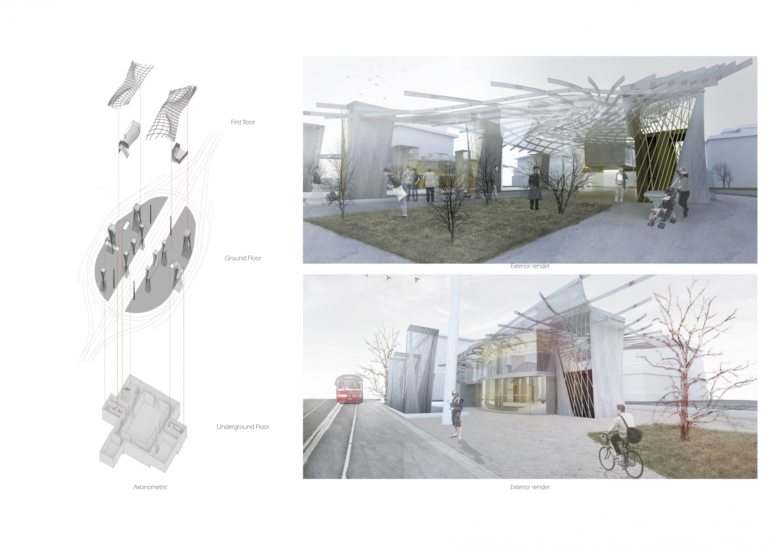 Architecture project // Meshed Roofing and Permeable Concrete Columns ...