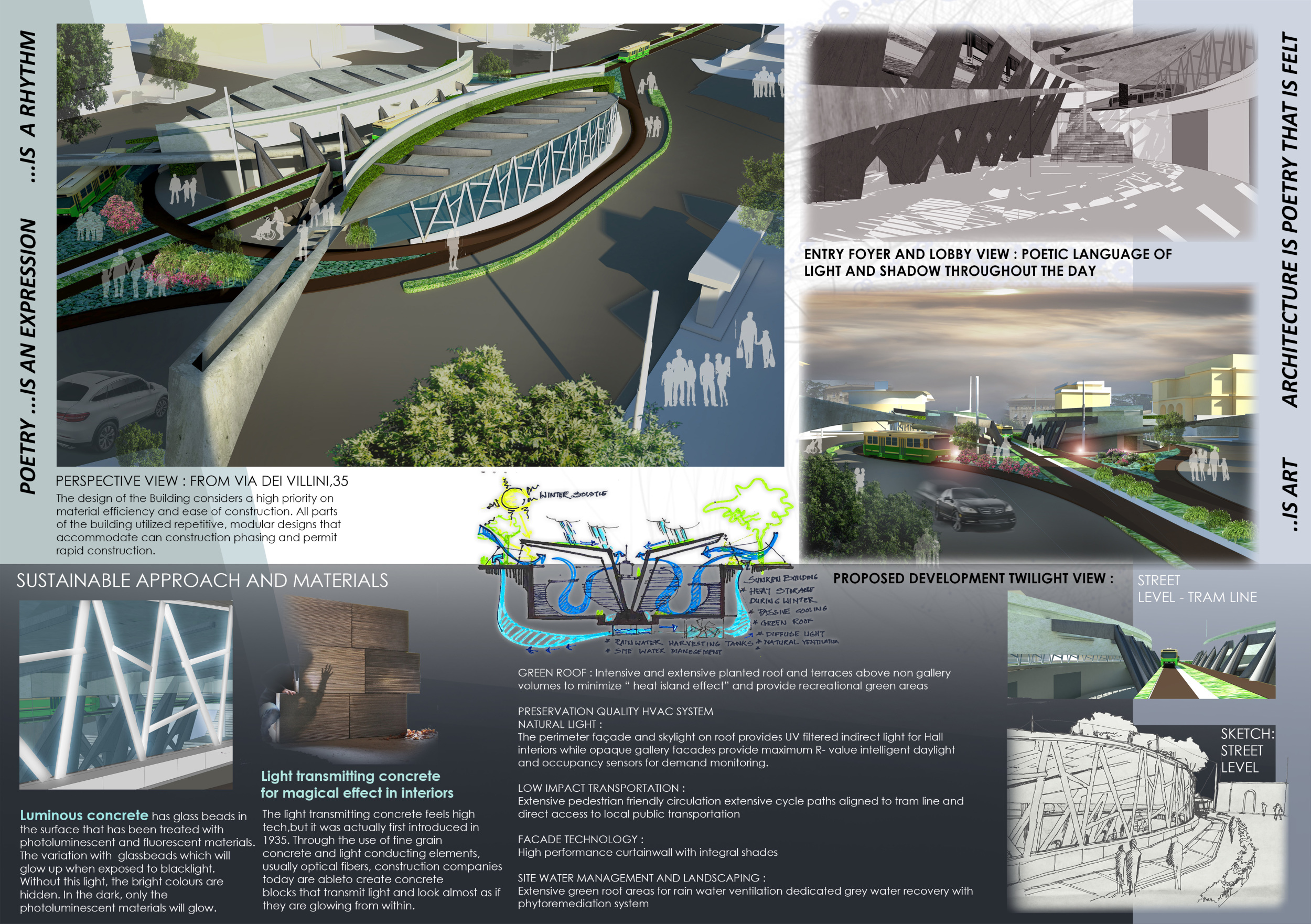 Architecture project // Luminous Concrete Facades and Green Roofs ...