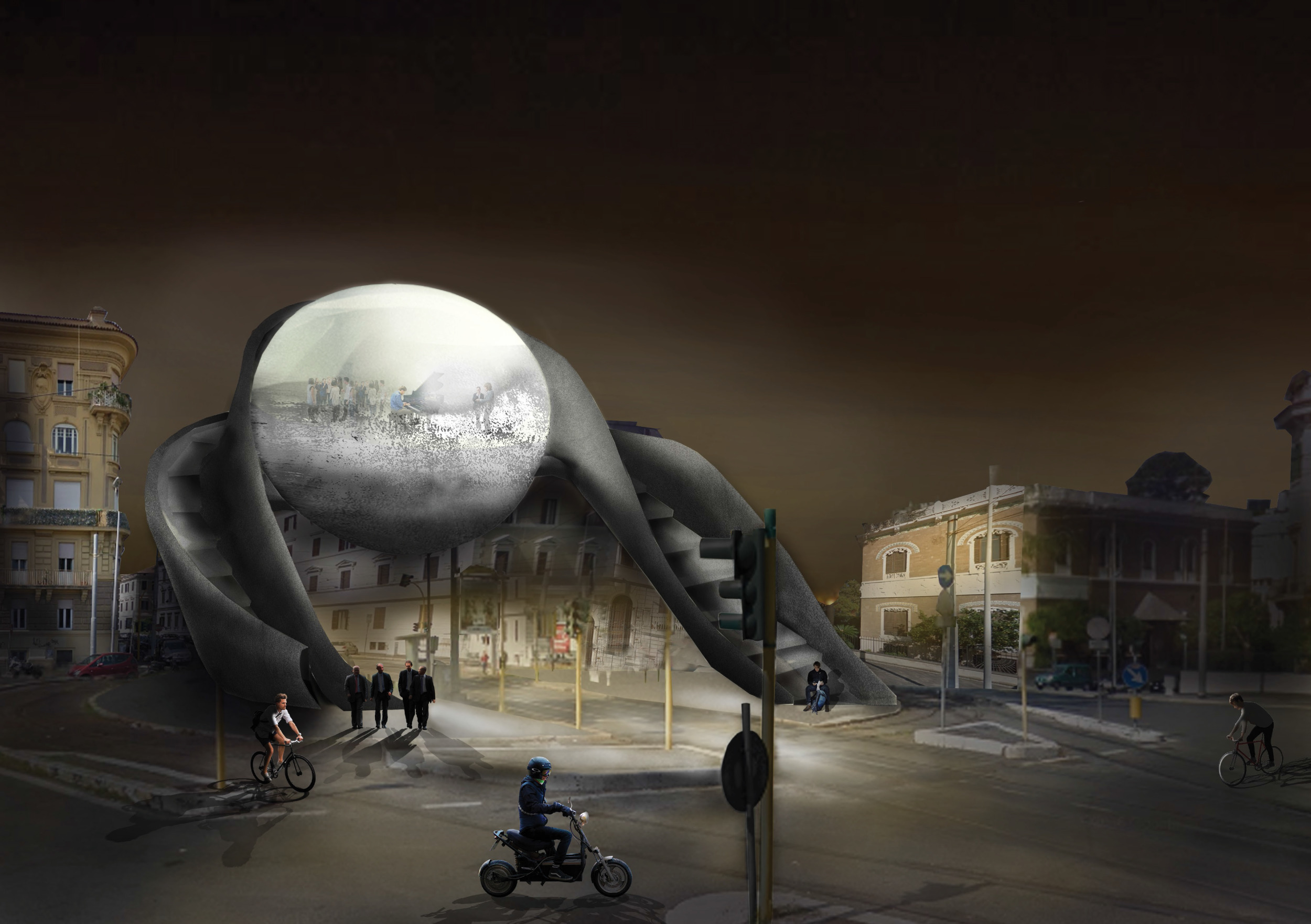 Architecture project // Fluid Concrete Form with Spherical Glass ...