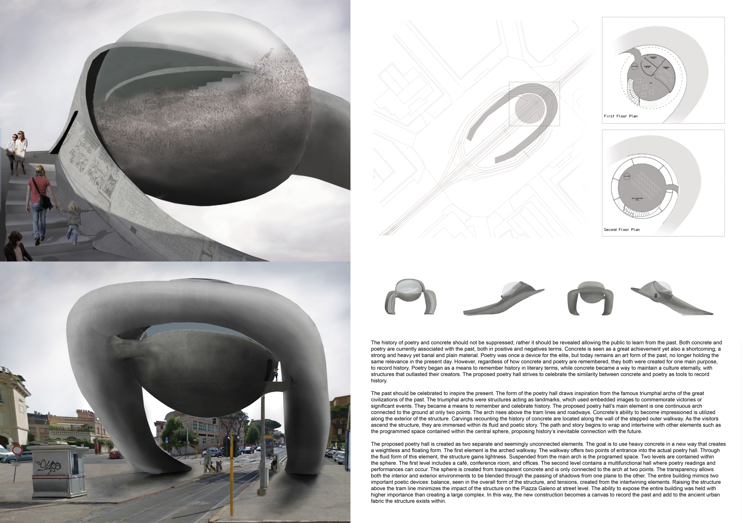 Architecture project // Fluid Concrete Form with Spherical Glass ...