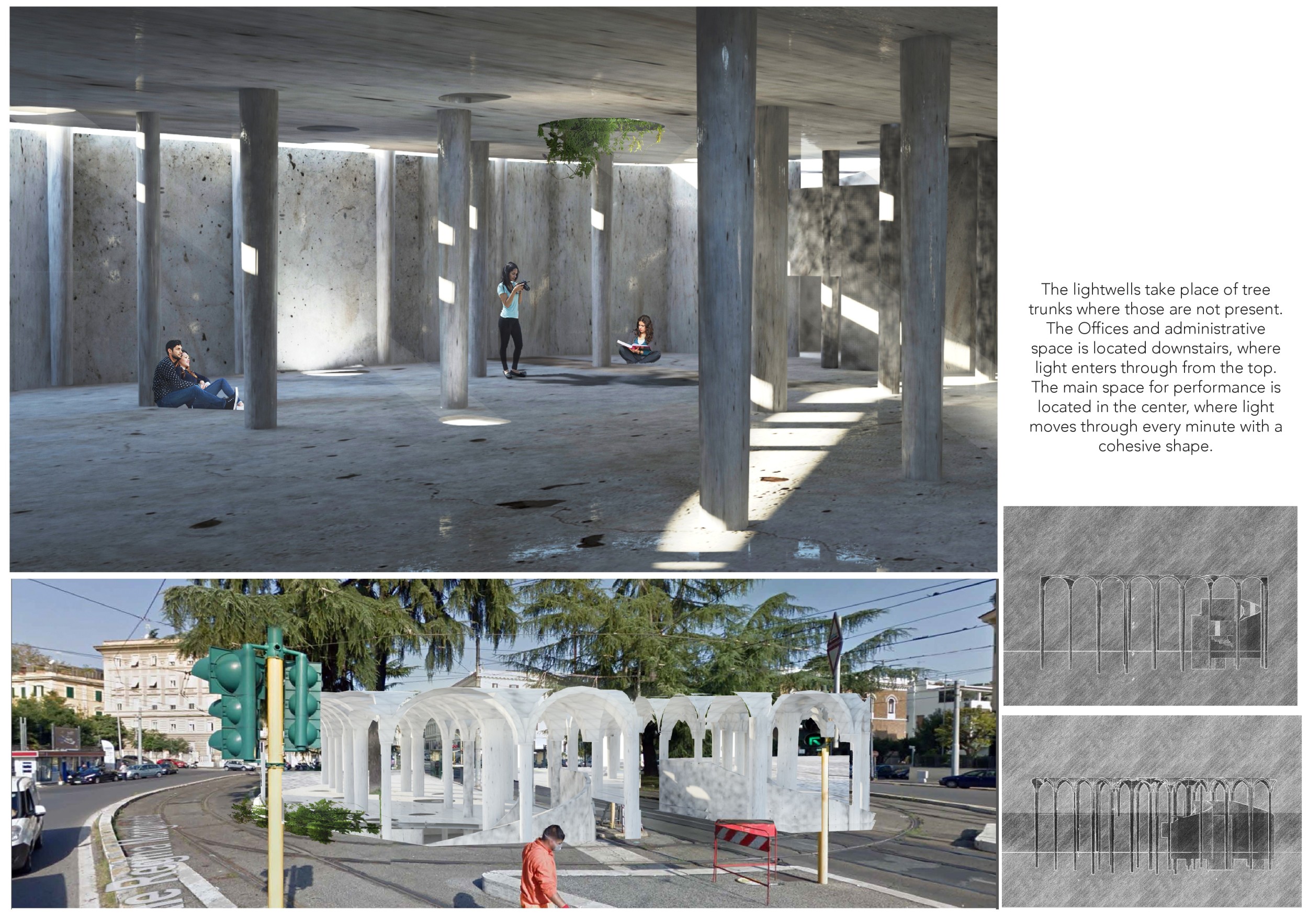Architecture project // Cylindrical Lightwells and Concrete Integration ...