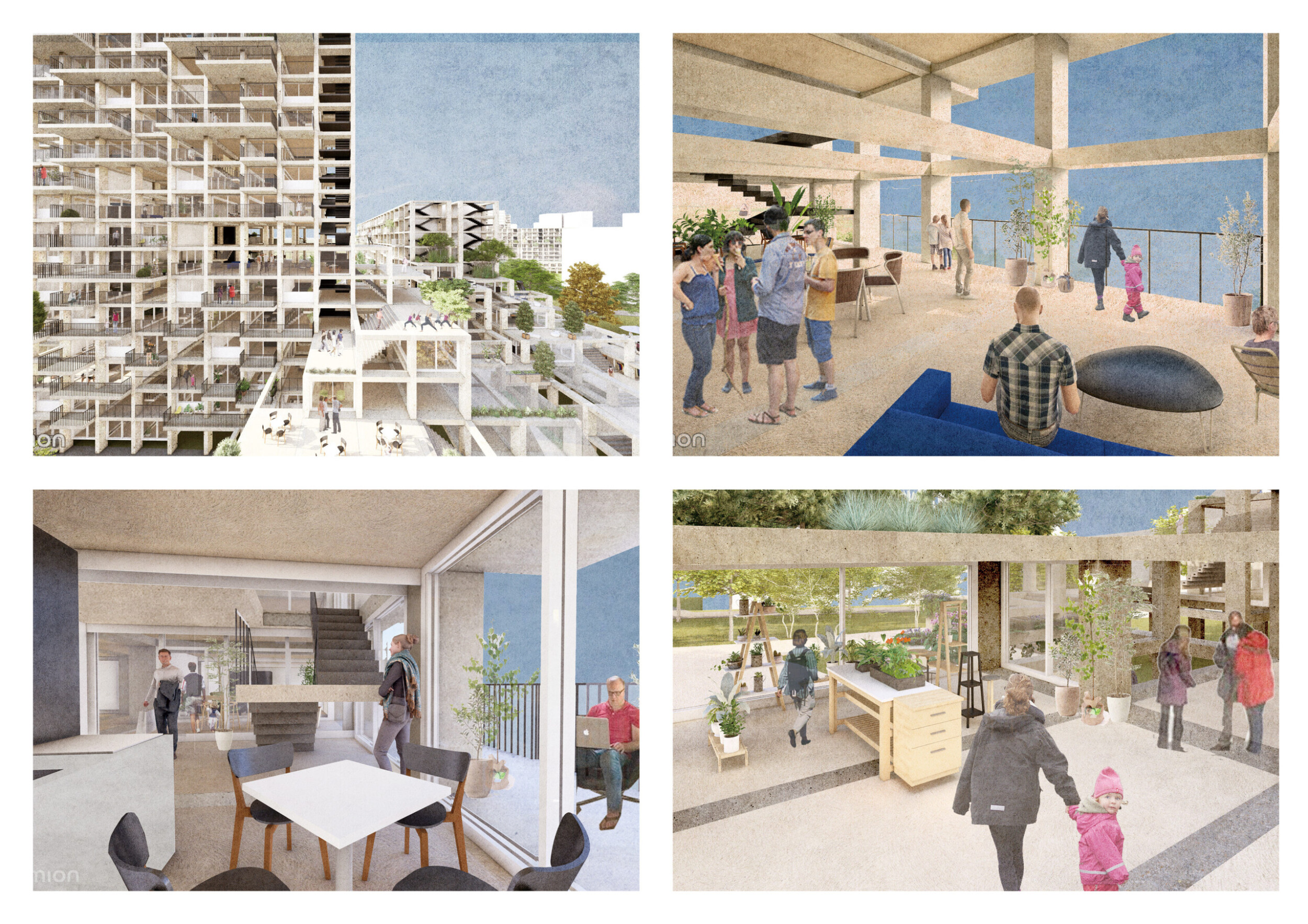 Architecture project // Modular Housing with Concrete Structure and ...