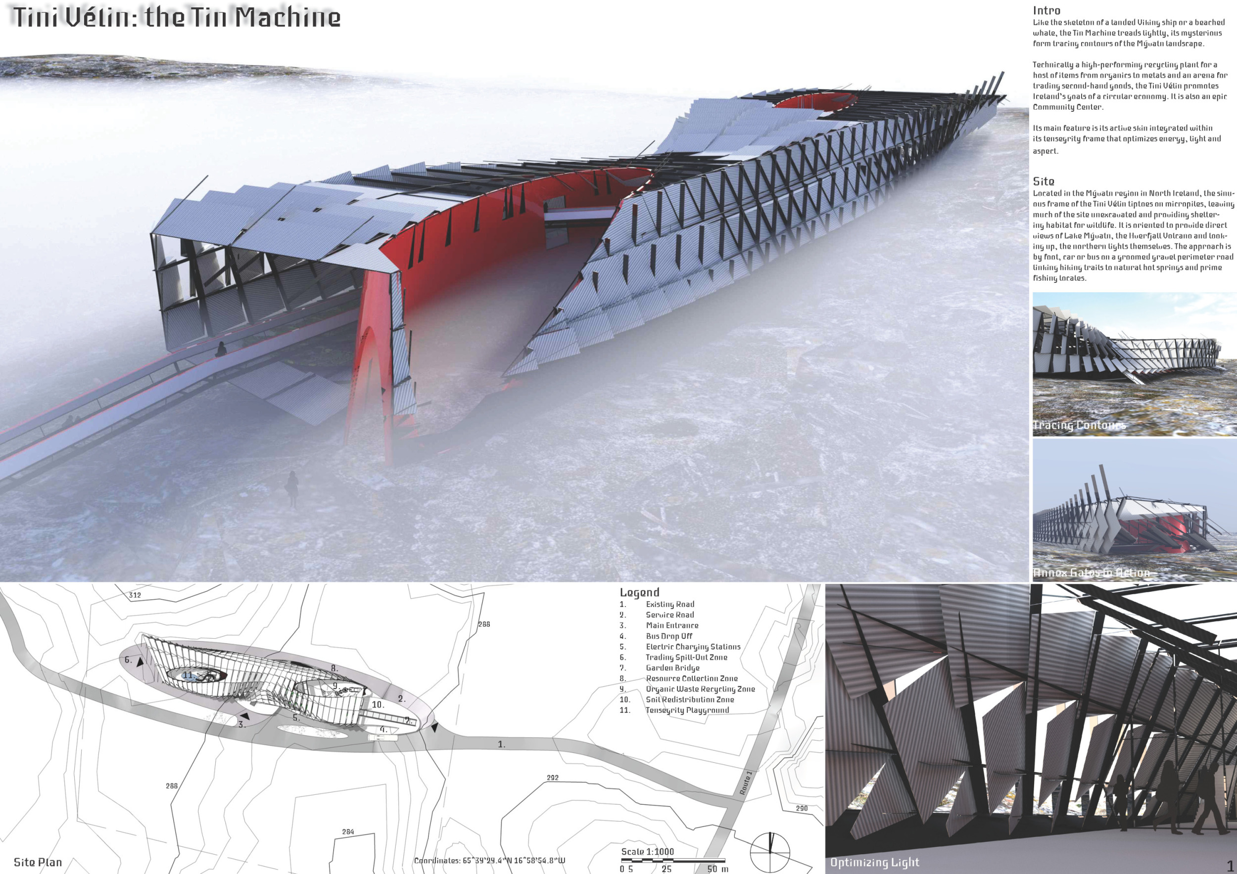 Architecture project // Tensegrity Structure Supporting Corrugated Skin ...