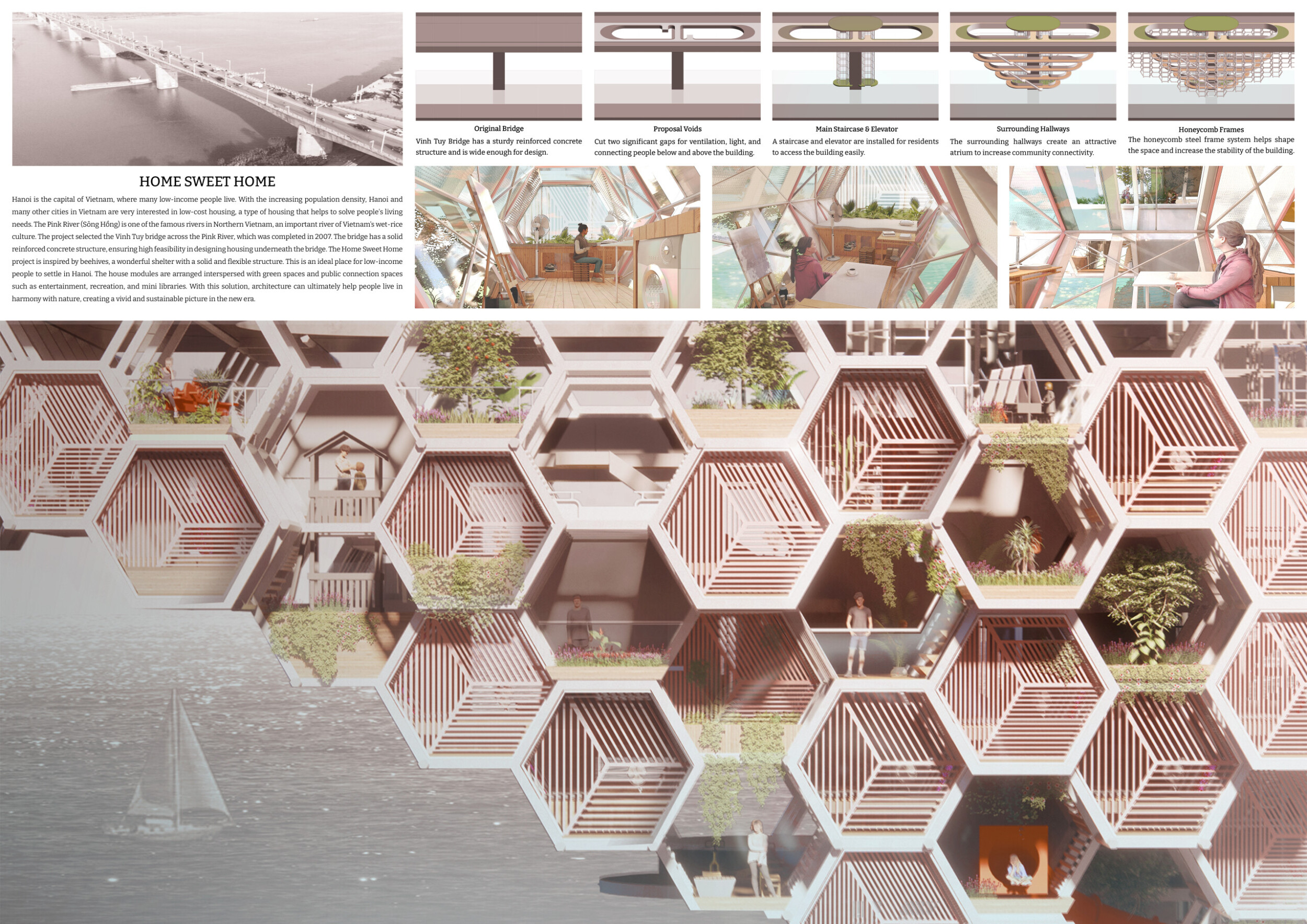 Architecture project // Repurposed Bridge Structure Featuring Hexagonal ...