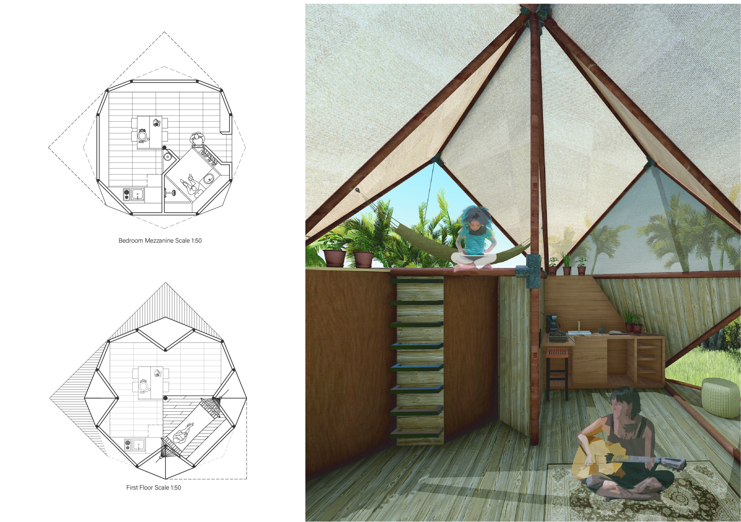 Architecture project // Foldable Spaces Crafted with Recycled Canvas ...