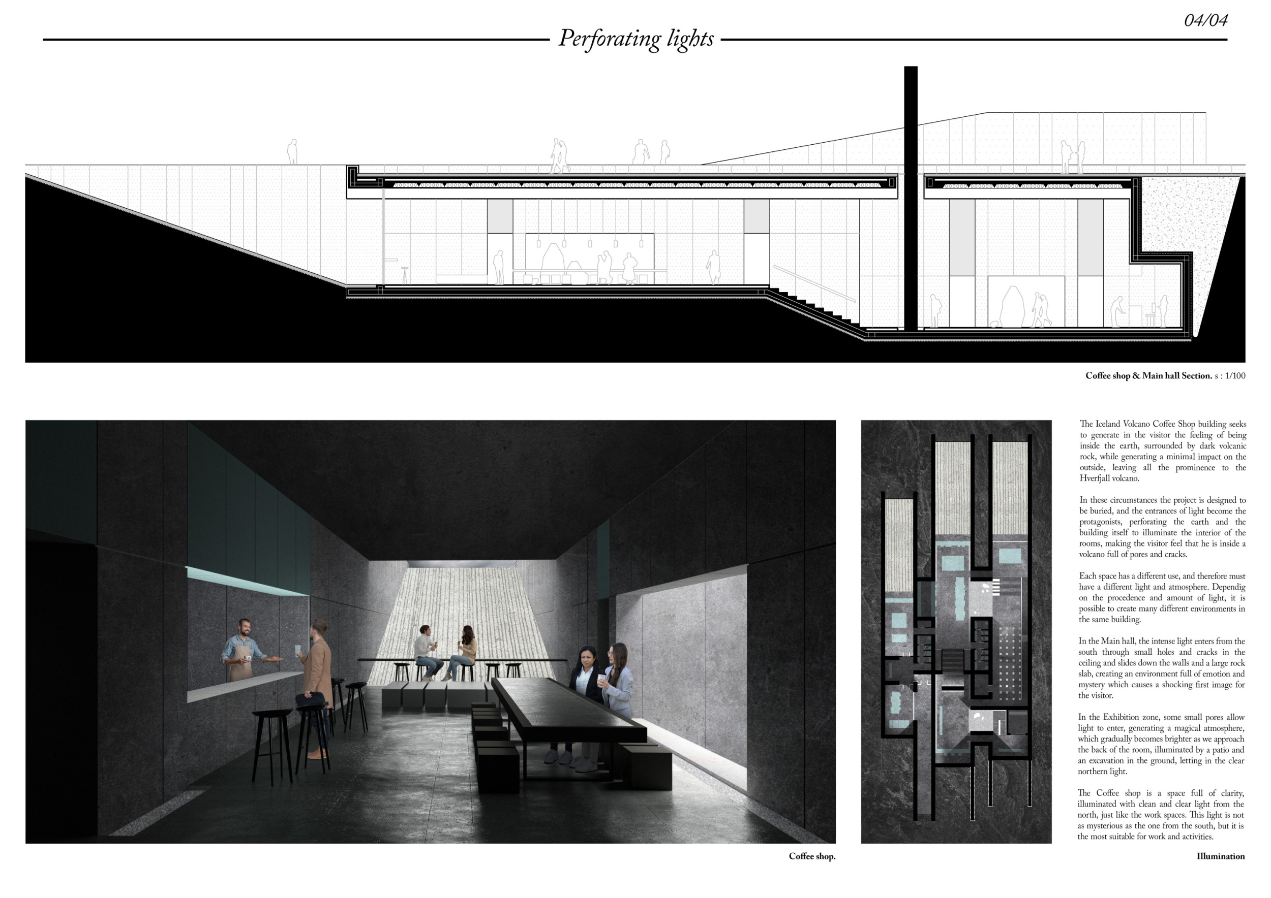 Architecture project // Charred Wooden Shingles and Concrete Formations ...