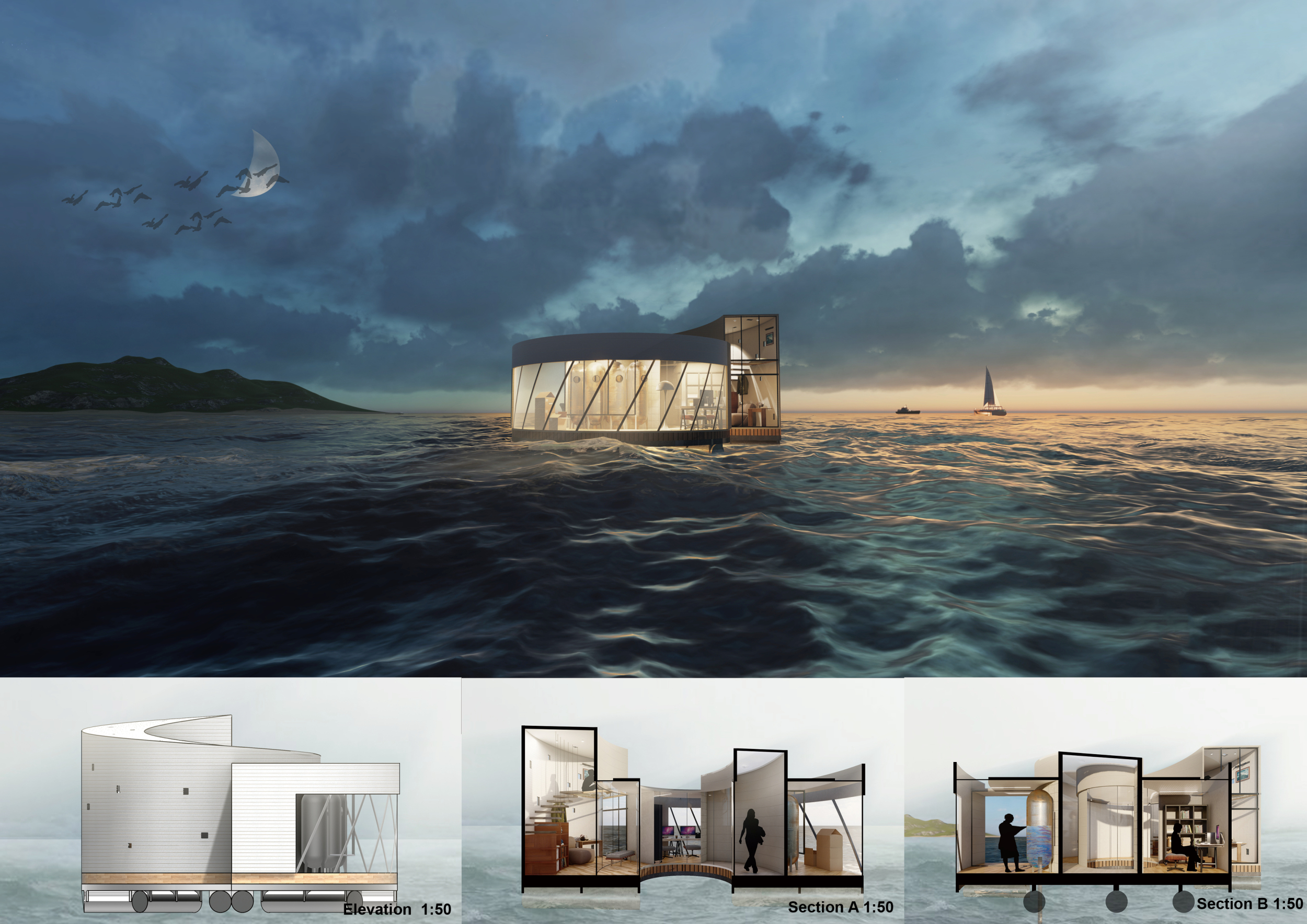 Architecture project // Floating Laboratory with Rigid Foam Insulation ...