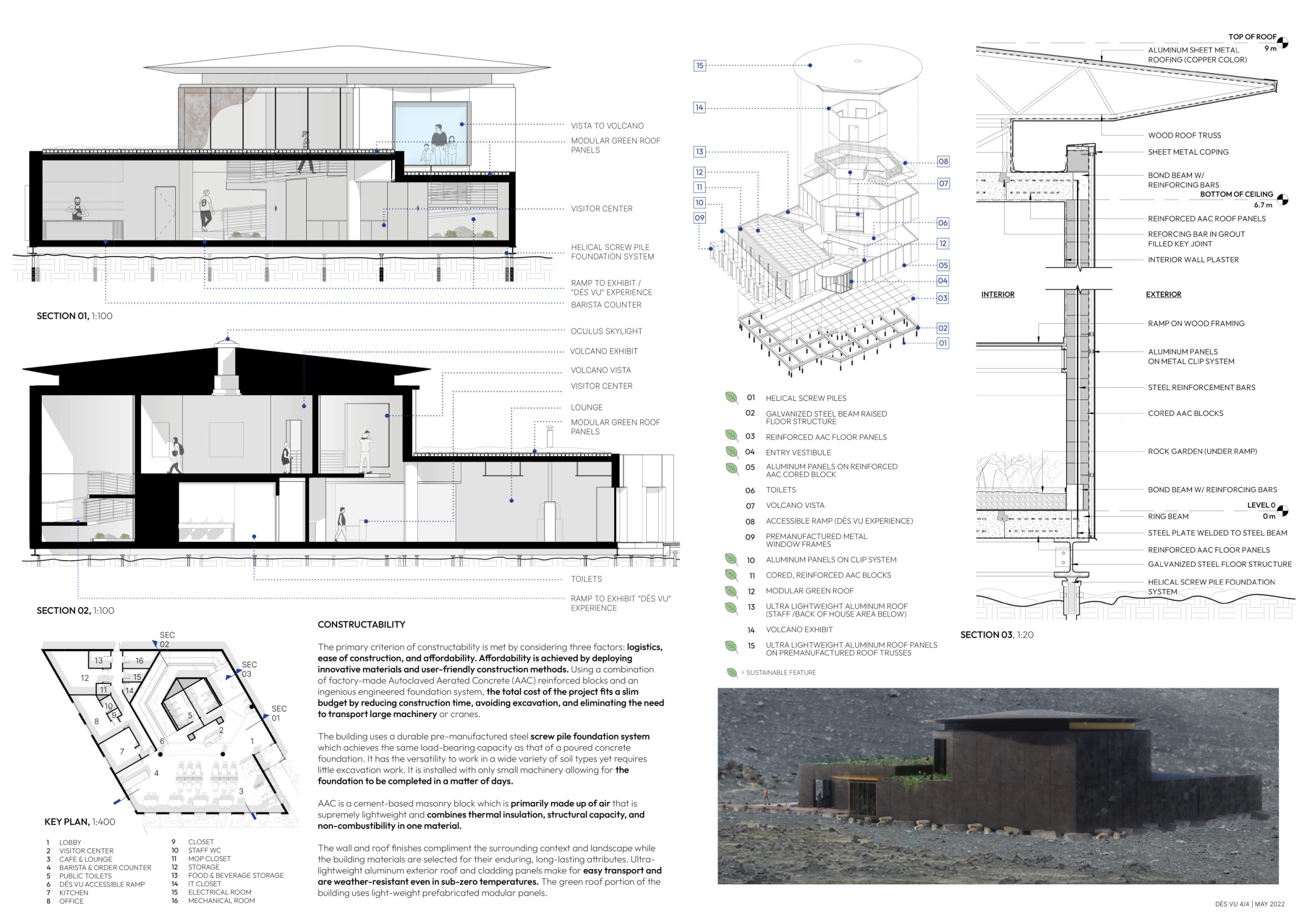 Architecture project // Volcano Exhibit with AAC and Aluminum in a ...