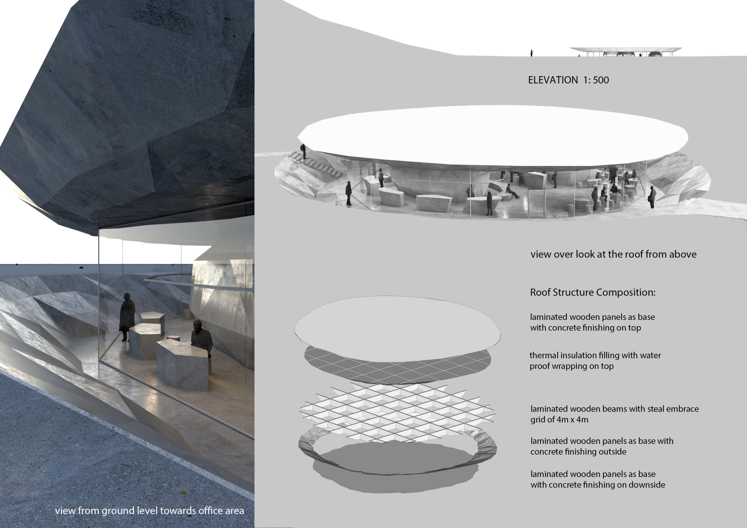 Architecture project // Sliced Stone Disc Elevated on Lava Rocks with ...
