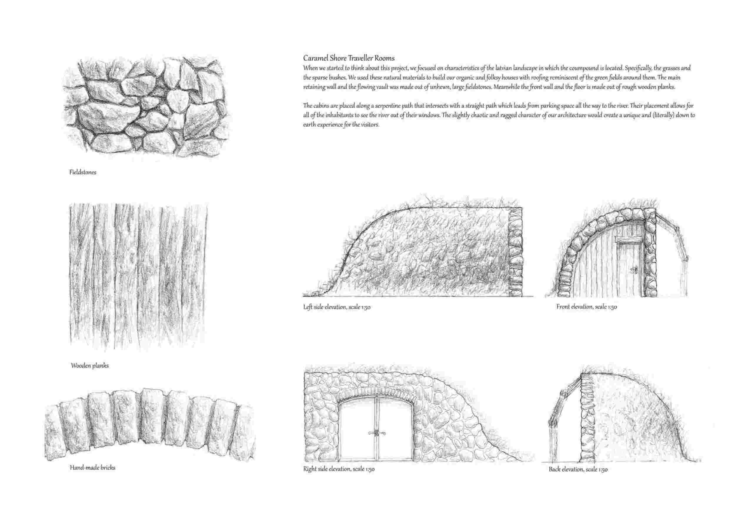 Architecture project // Fieldstone Retreat with Flowing Vaults by the River