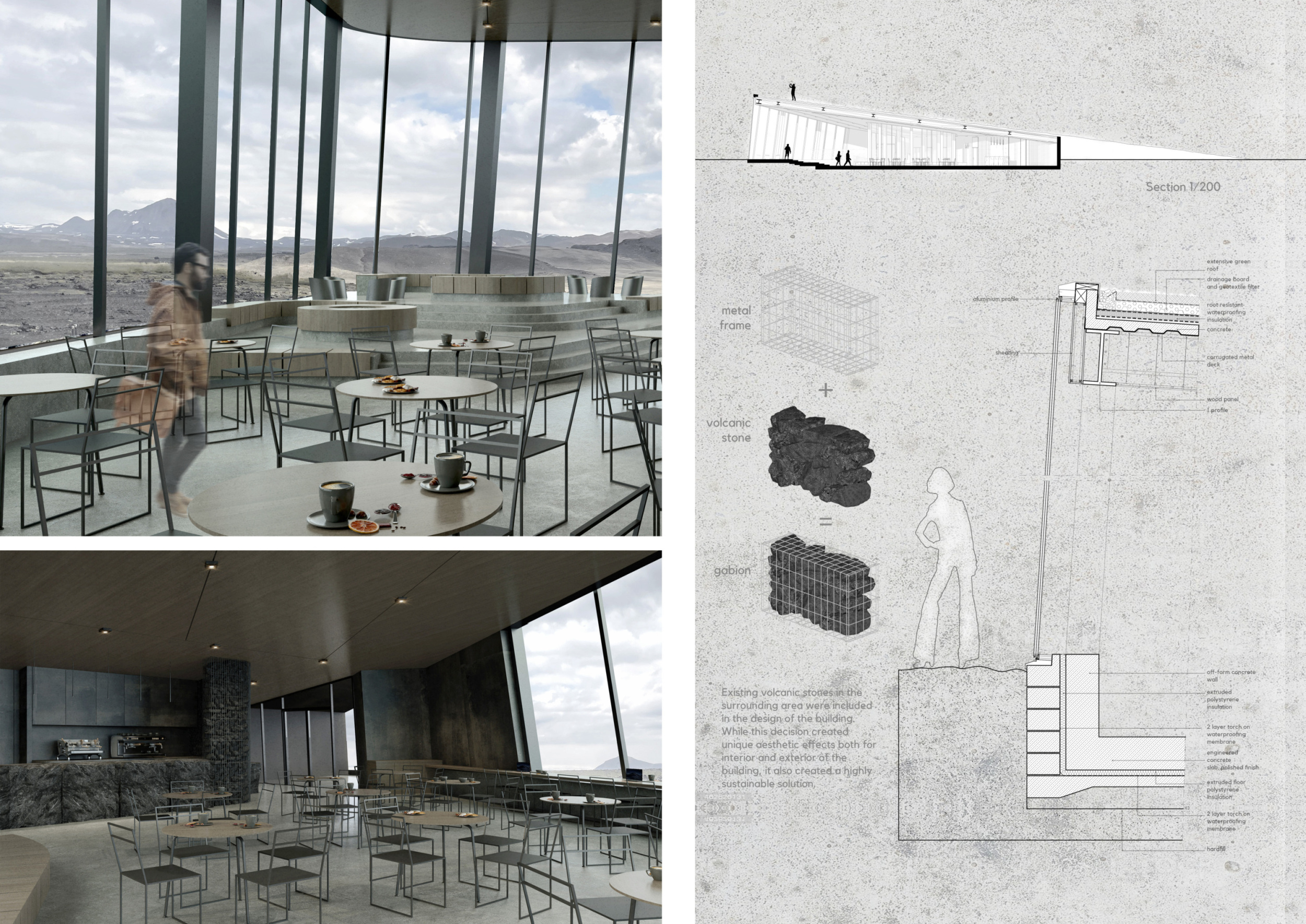 Architecture project // Gabion Baskets and Volcanic Stone Create a ...