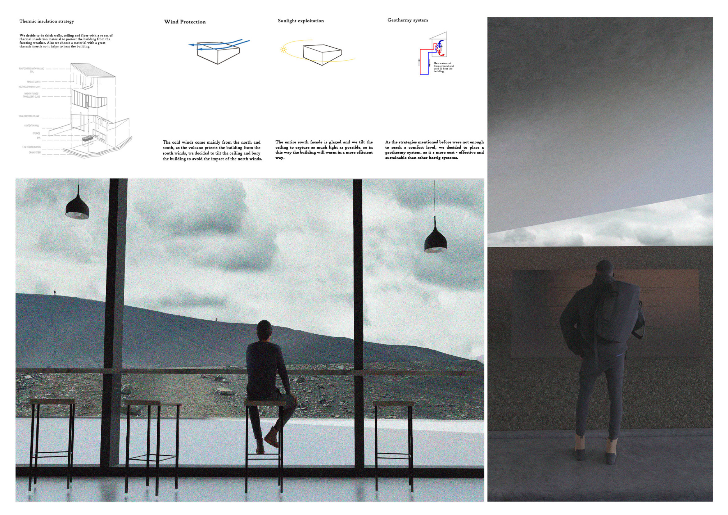 Architecture project // Volcanic Soil Integration and Stone Features in ...