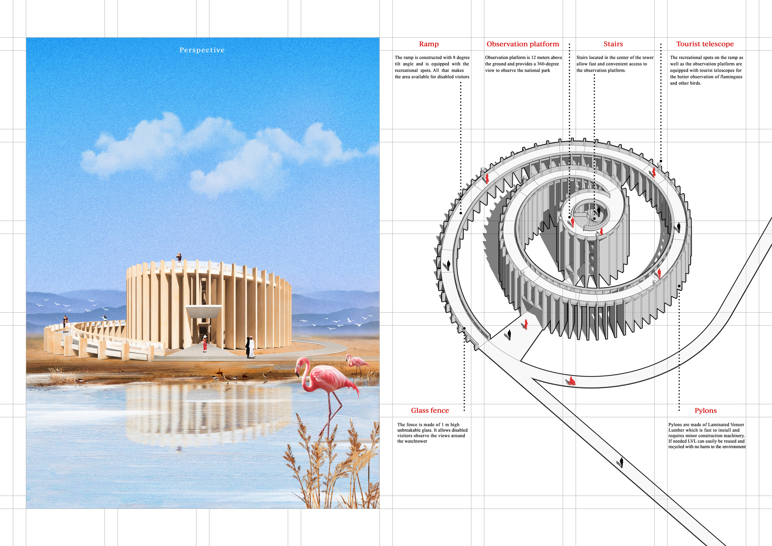 Architecture project // Spiral Observation Tower with Laminated Veneer ...