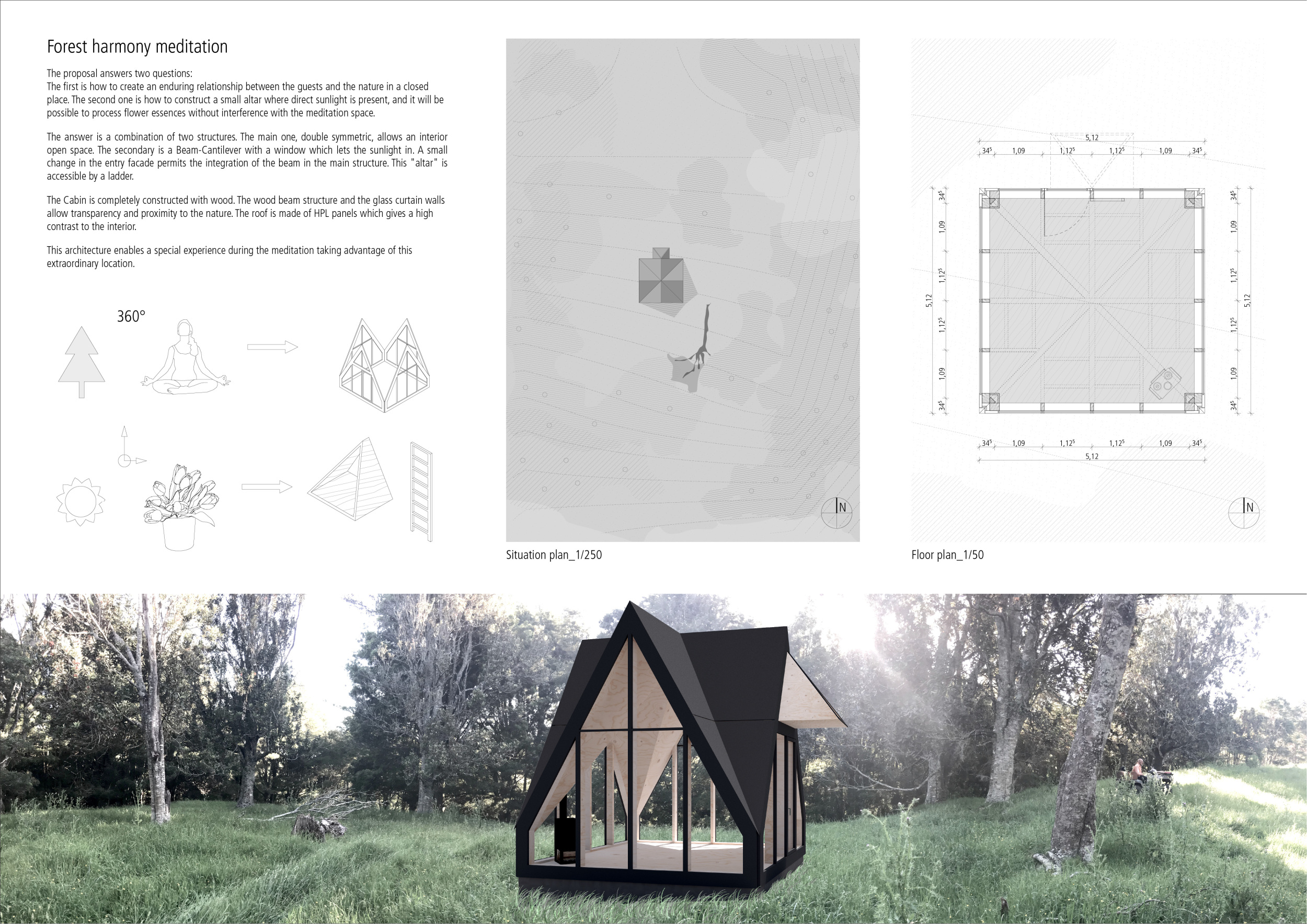 Architecture project // Symmetrical Wood Cabin with HPL Panel Roof and ...
