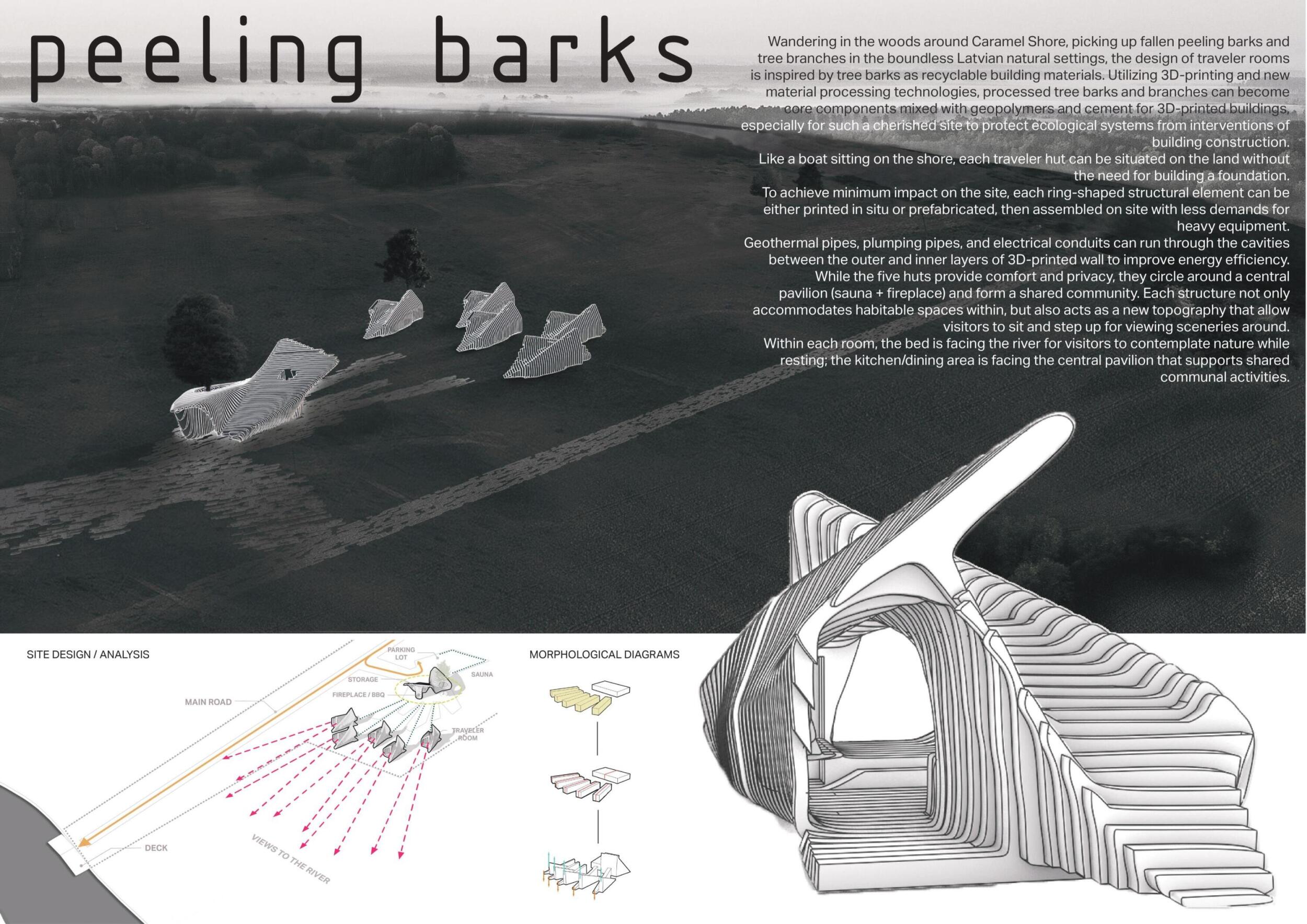 Architecture project // Tree Bark Huts with 3d-Printed Geopolymer ...