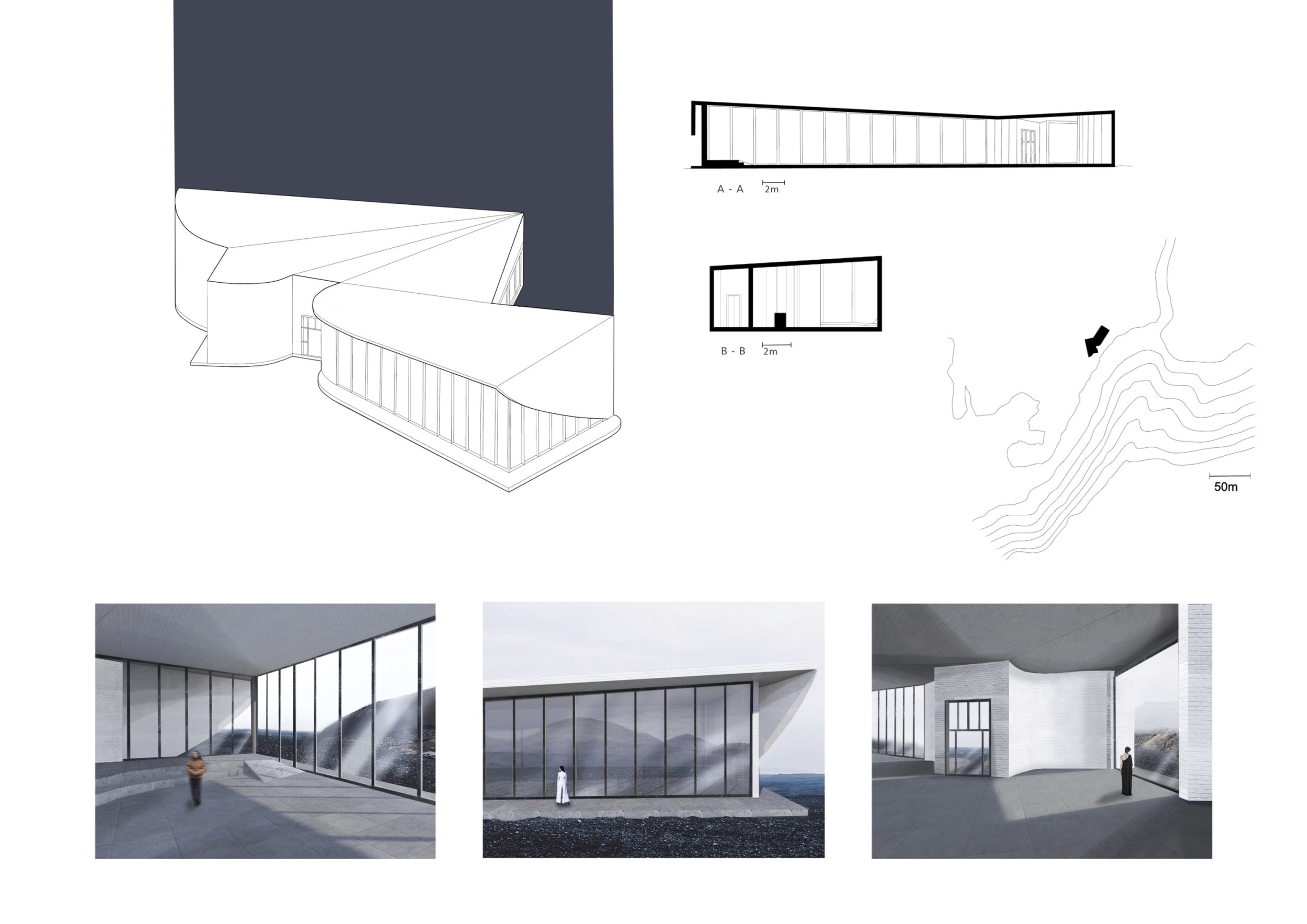Architecture project // Light Brick Façade Framing Volcano Views in a ...