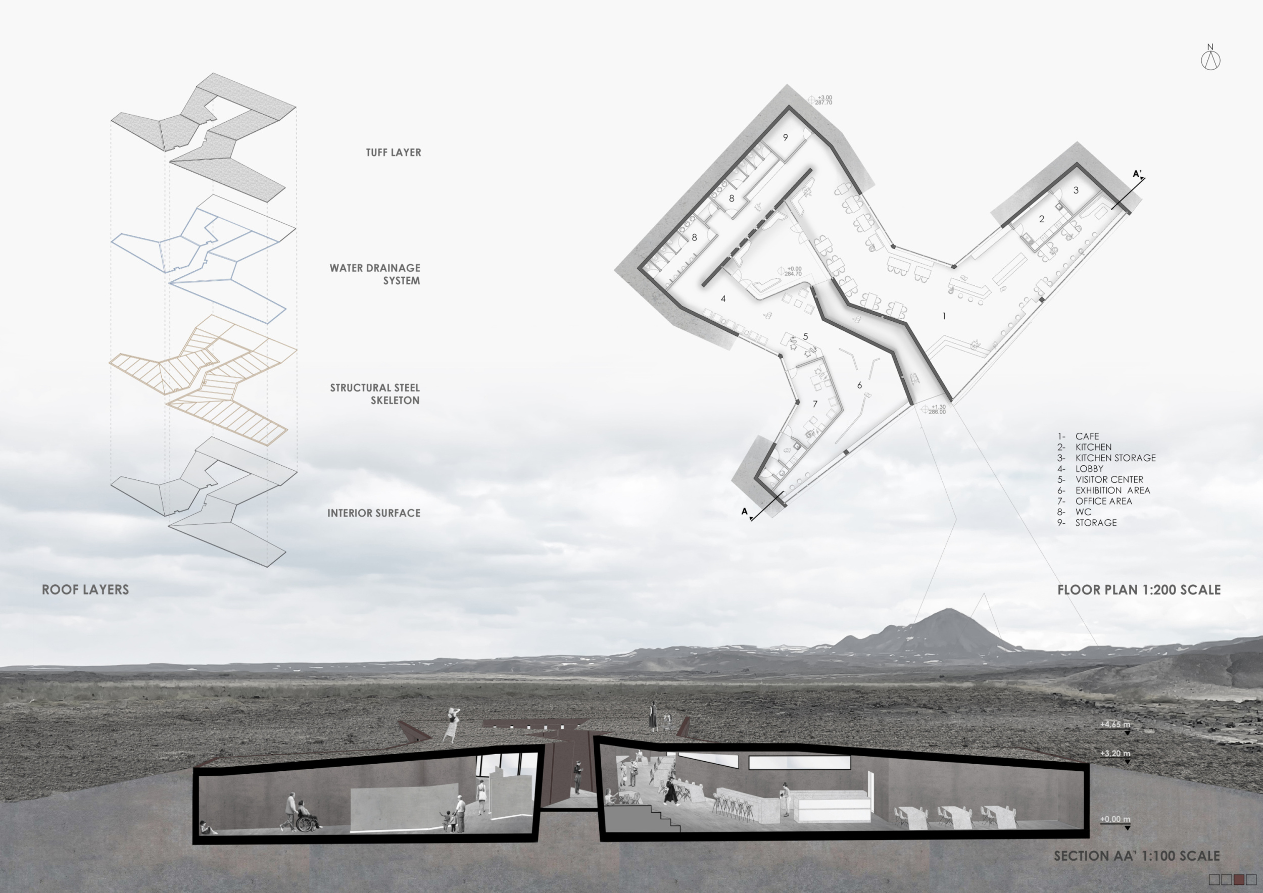 Architecture project // Weathering Steel Walls and Tuff Roofs Embrace ...
