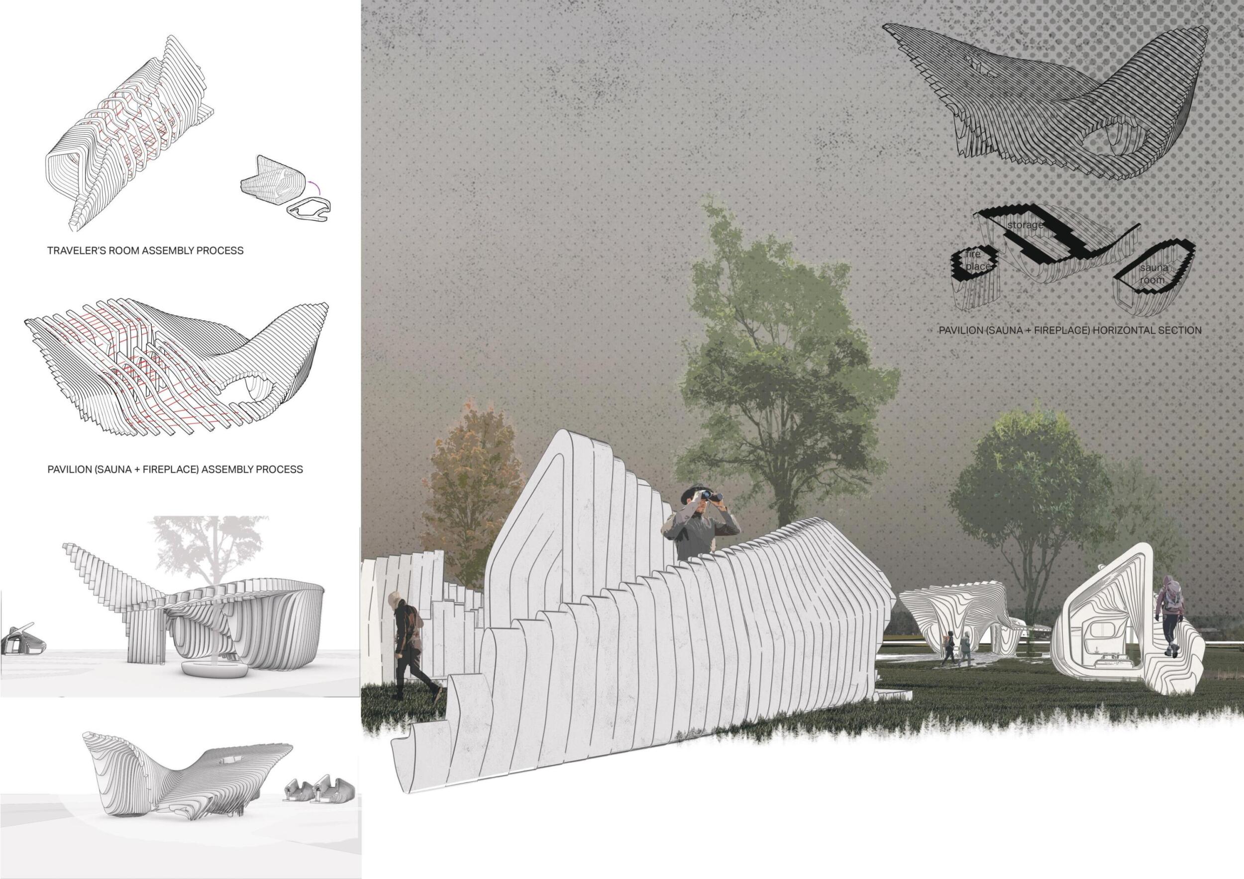 Architecture project // Tree Bark Huts with 3d-Printed Geopolymer ...