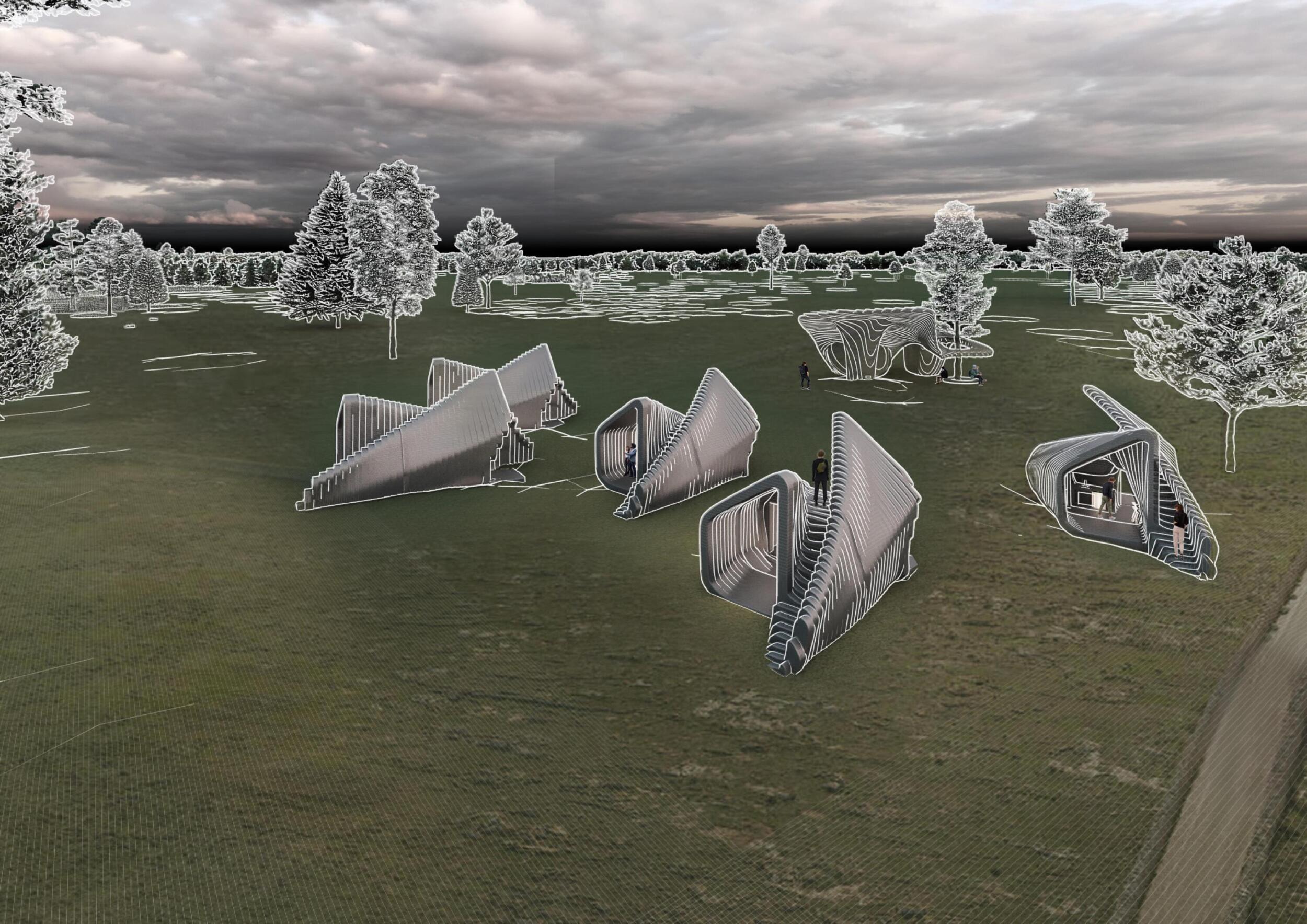 Architecture project // Tree Bark Huts with 3d-Printed Geopolymer ...