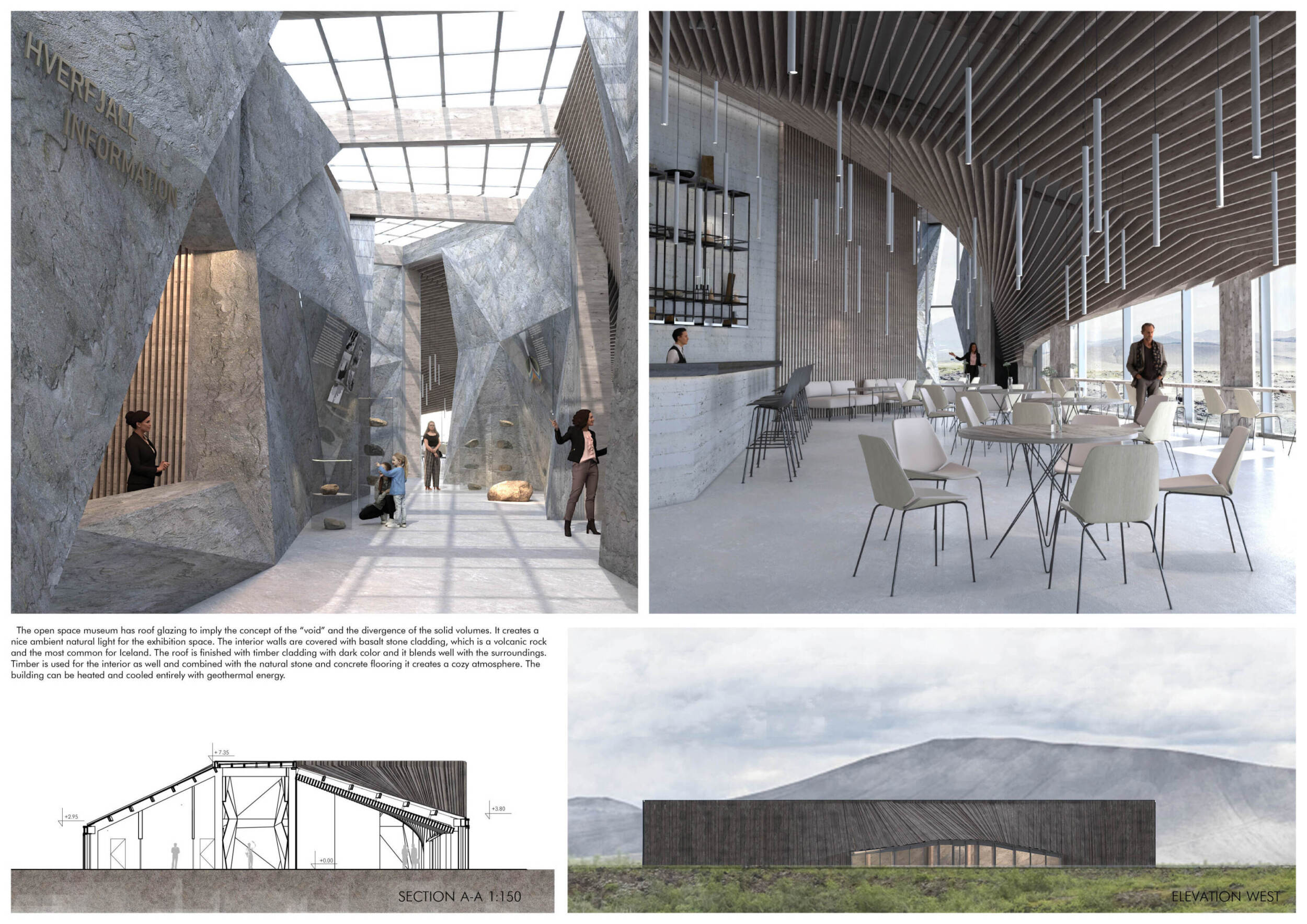 Architecture project // Basalt Walls Framing a Geothermal Educational Experience