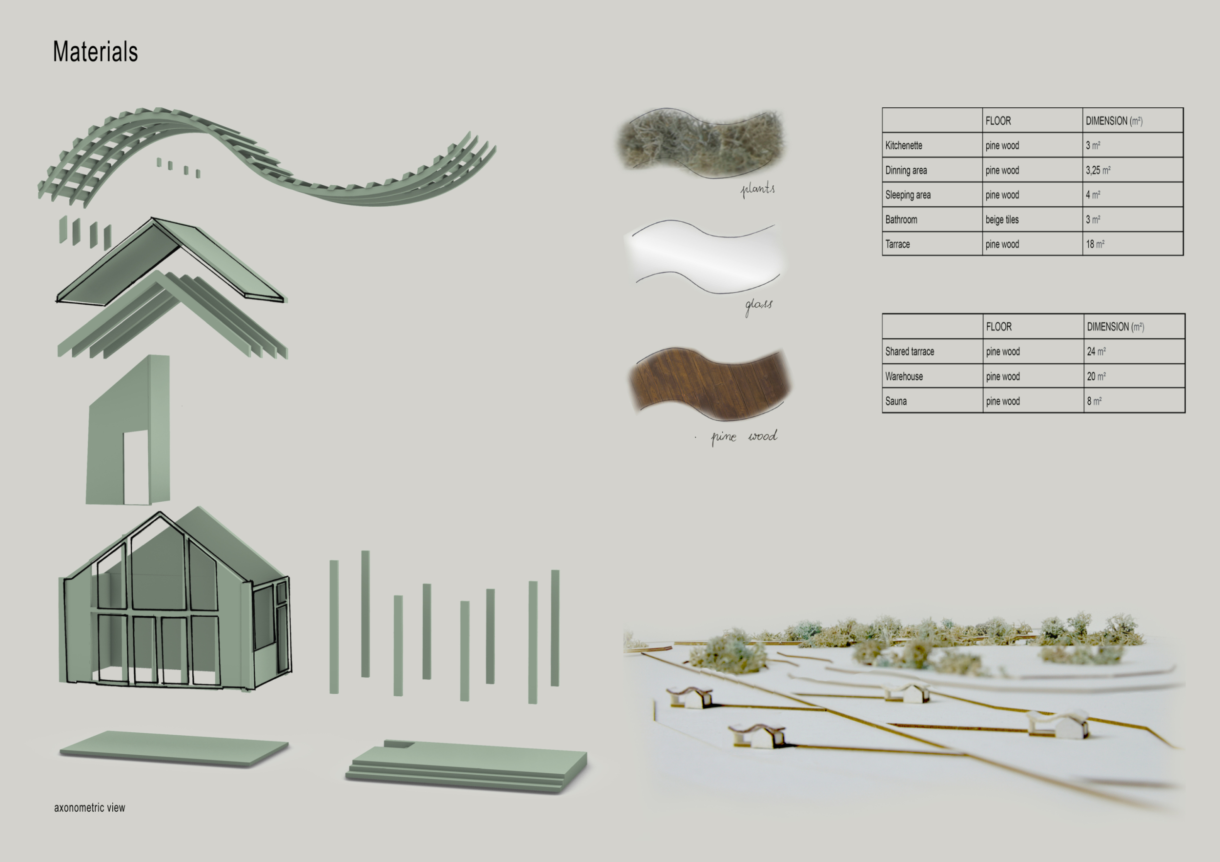 Architecture project // Wave-Shaped Pergola and Pine Cottages Embracing ...