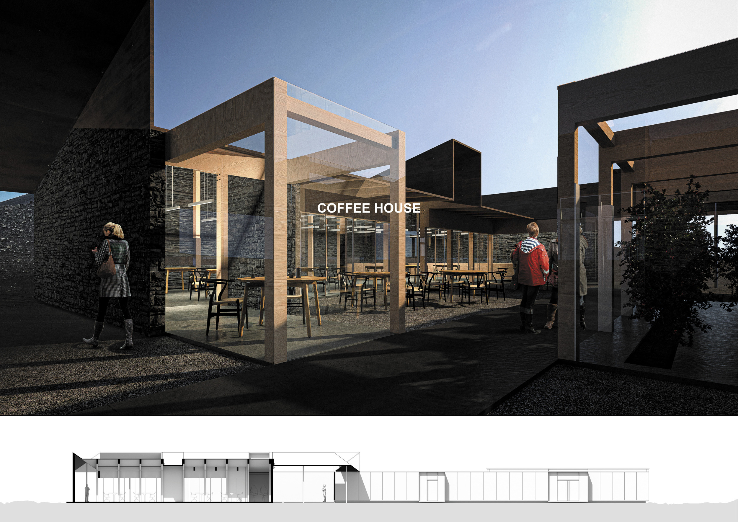 Architecture project // Glazed Tunnel Connecting Community Spaces ...