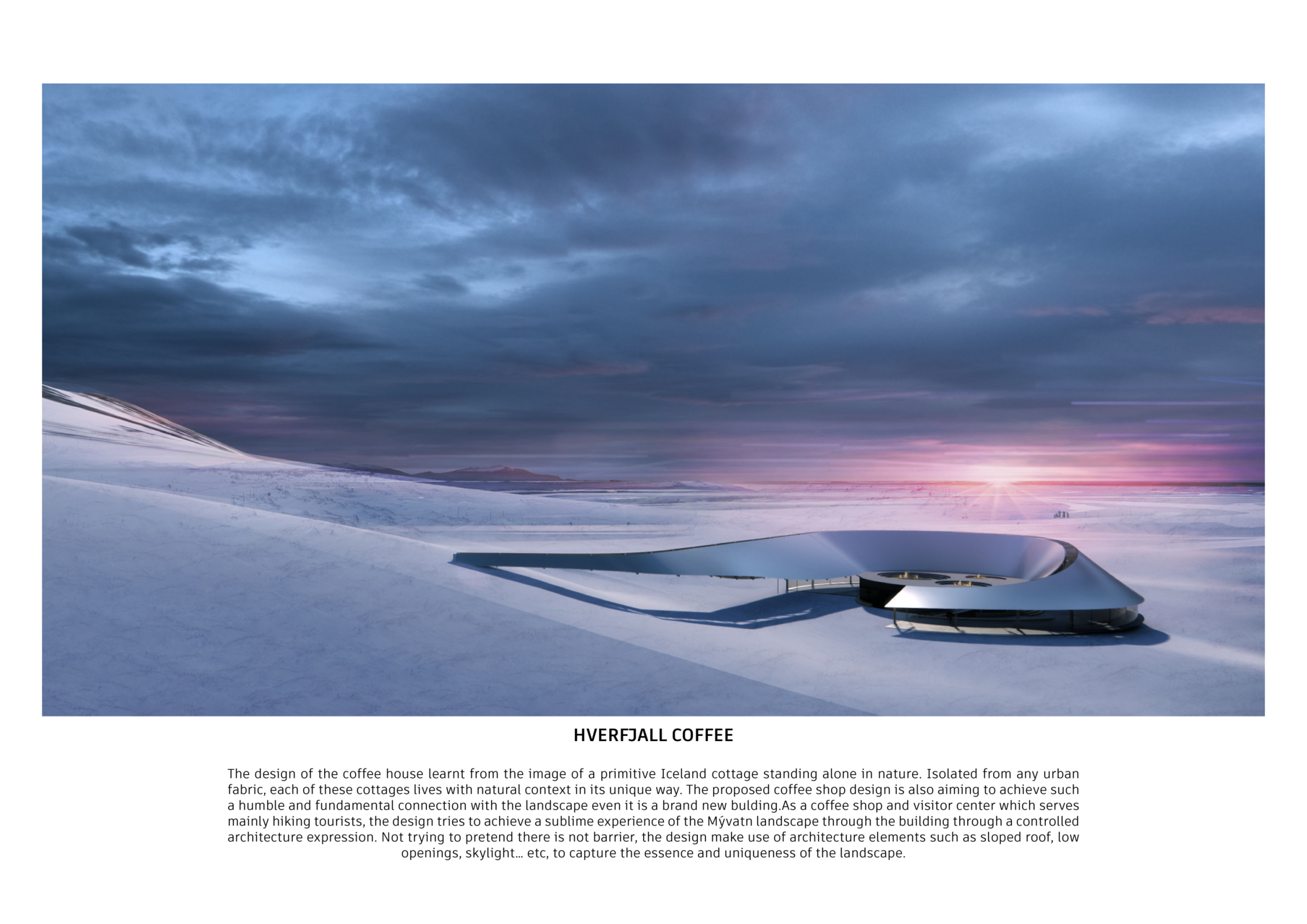 Architecture project // Reflective Cladding Enhances Gathering Space with Views of Mývatn Crater