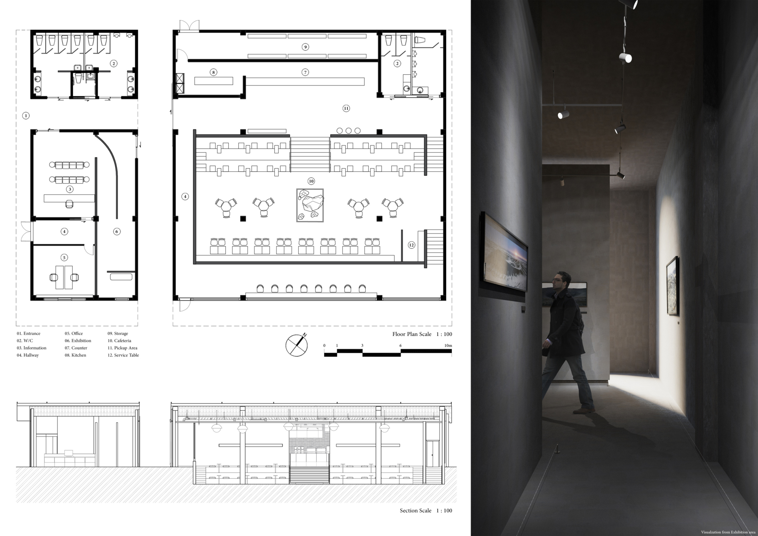 Architecture project // Sunken Café with Zinc Panels Overlooking ...