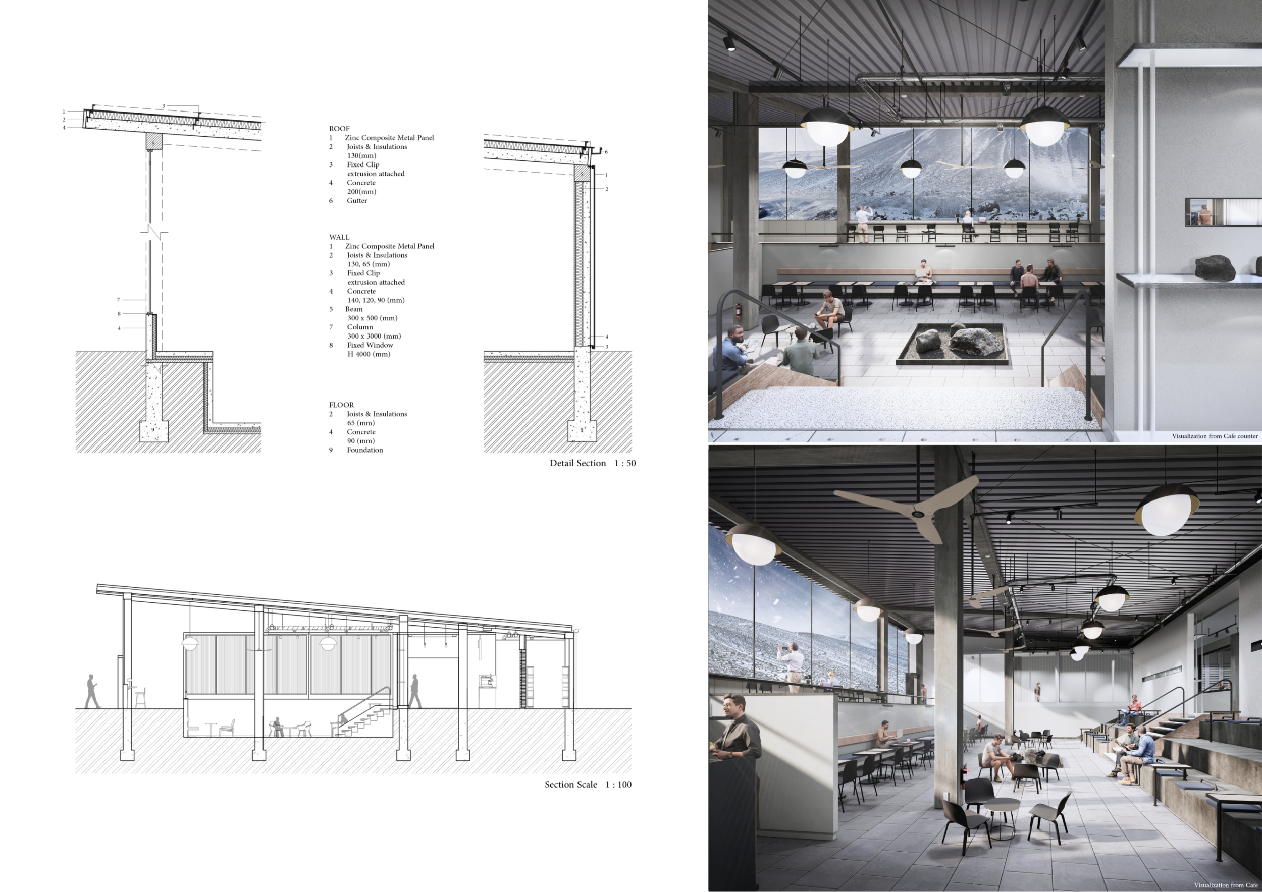 Architecture project // Sunken Café with Zinc Panels Overlooking ...