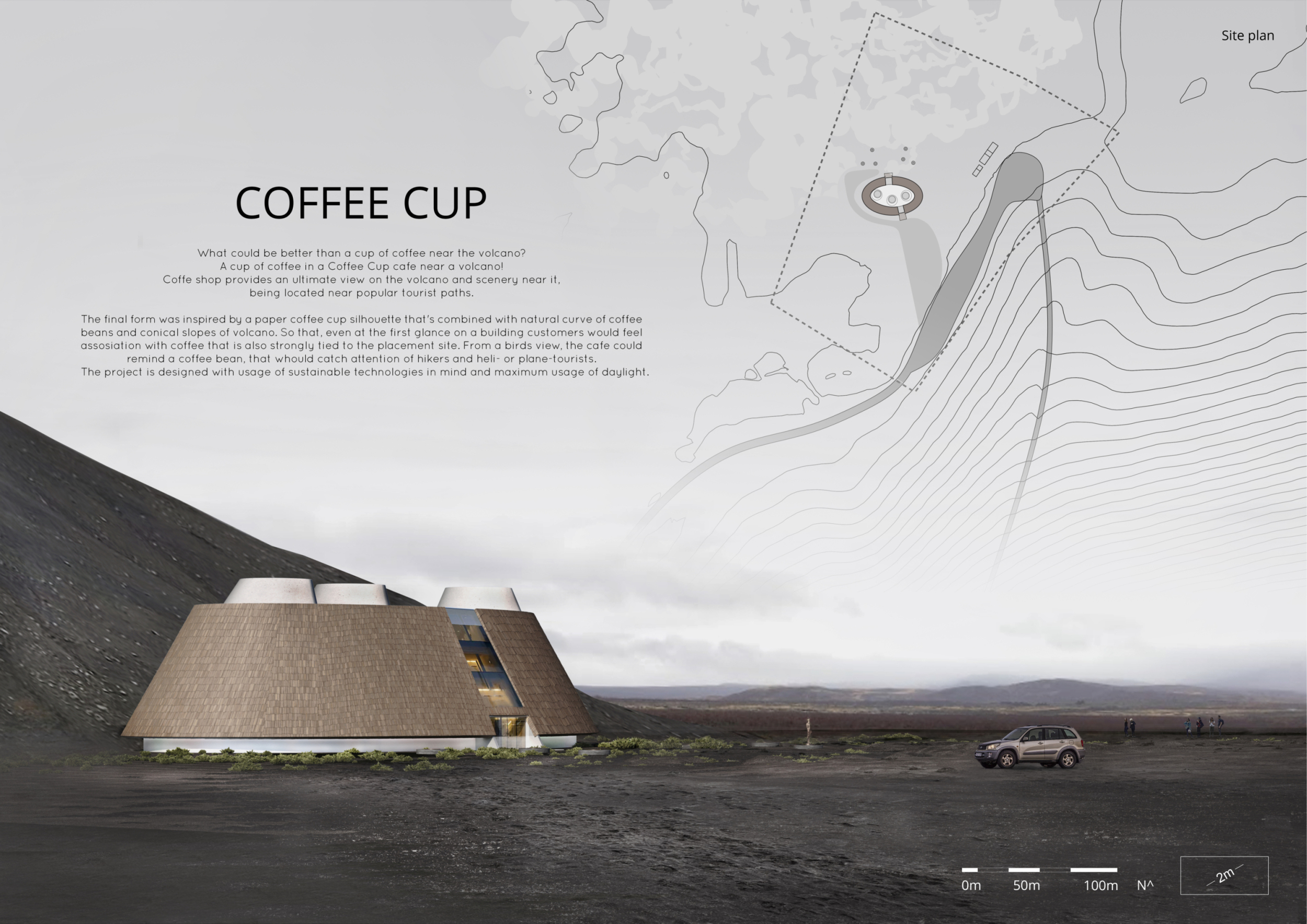 Architecture project // Coffee Cup-Shaped Structure Embracing Natural ...
