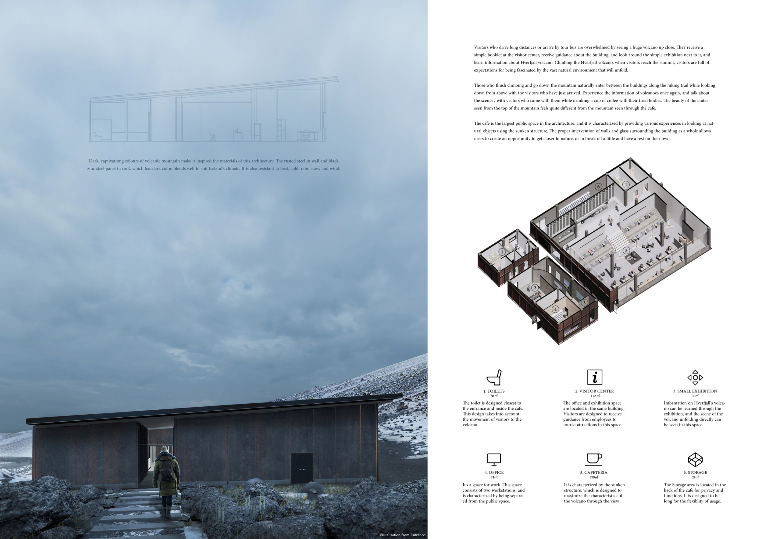 Architecture project // Sunken Café with Zinc Panels Overlooking ...