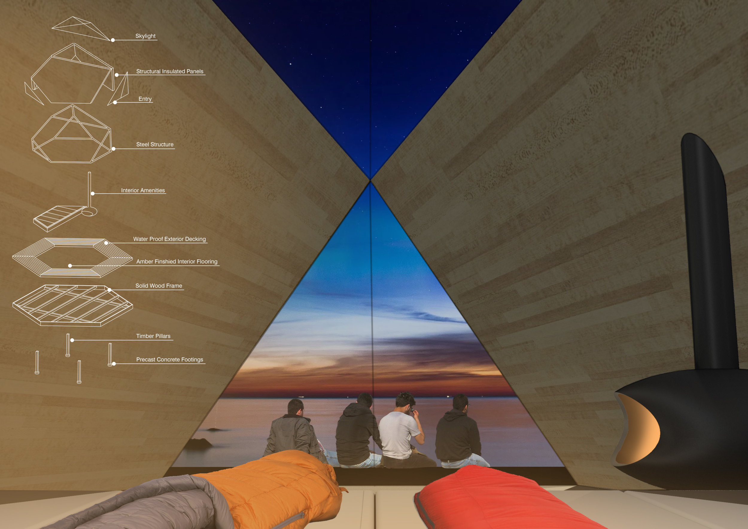 Architecture project // Hexagonal Lodges Crafted from Timber and ...