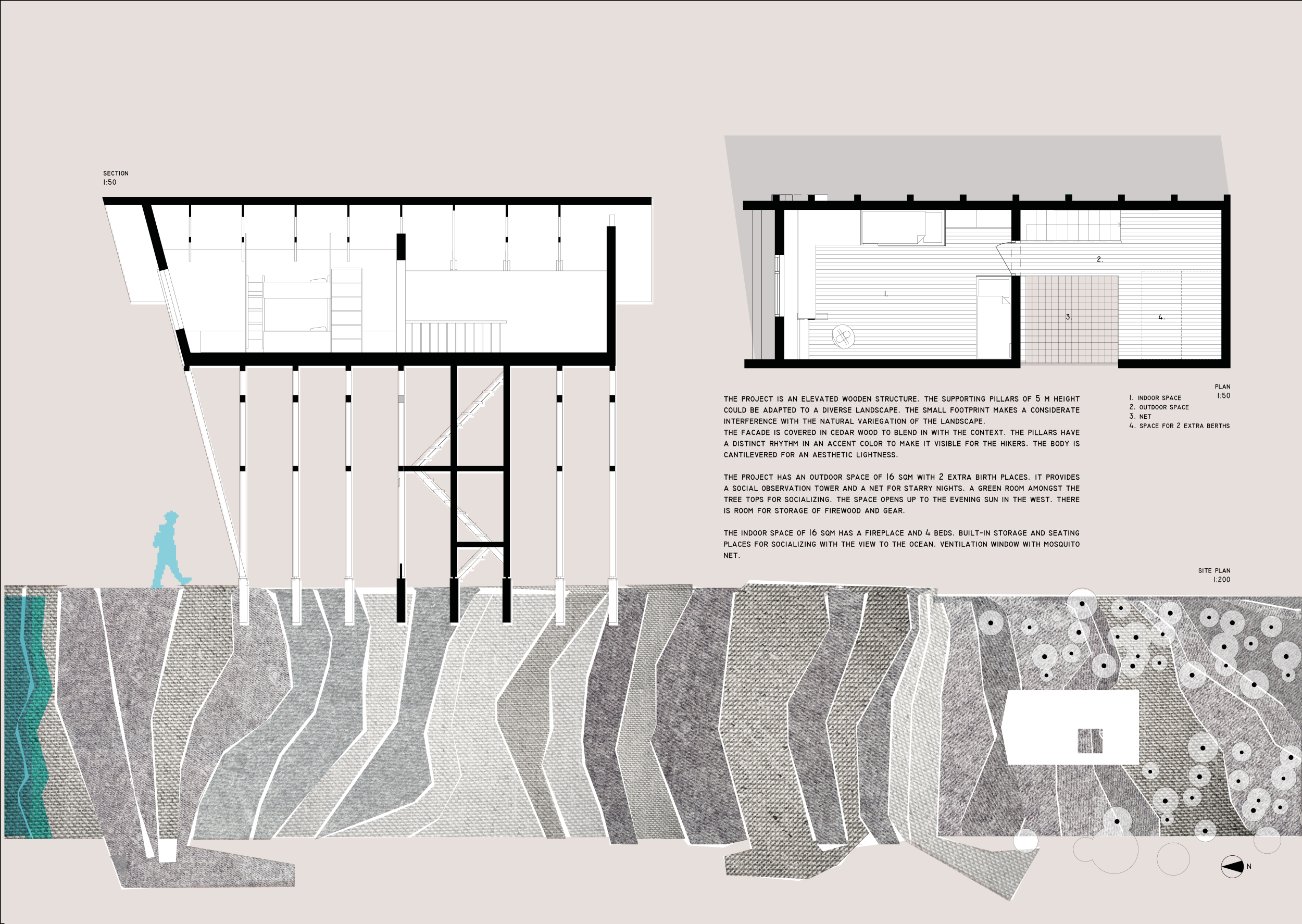 Architecture project // Elevated Cedar Shelter with Asymmetrical Roof ...