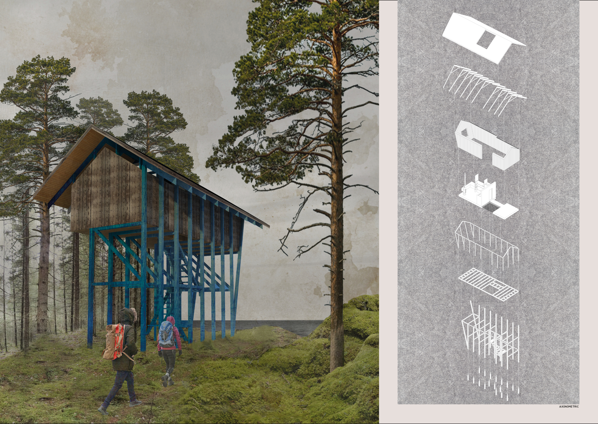 Architecture project // Elevated Cedar Shelter with Asymmetrical Roof ...