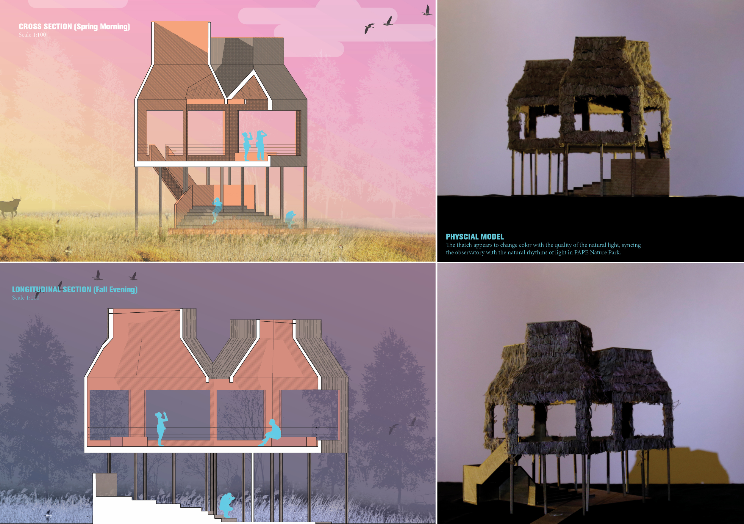 Architecture project // Thatched Roof Observation Platform Elevated ...