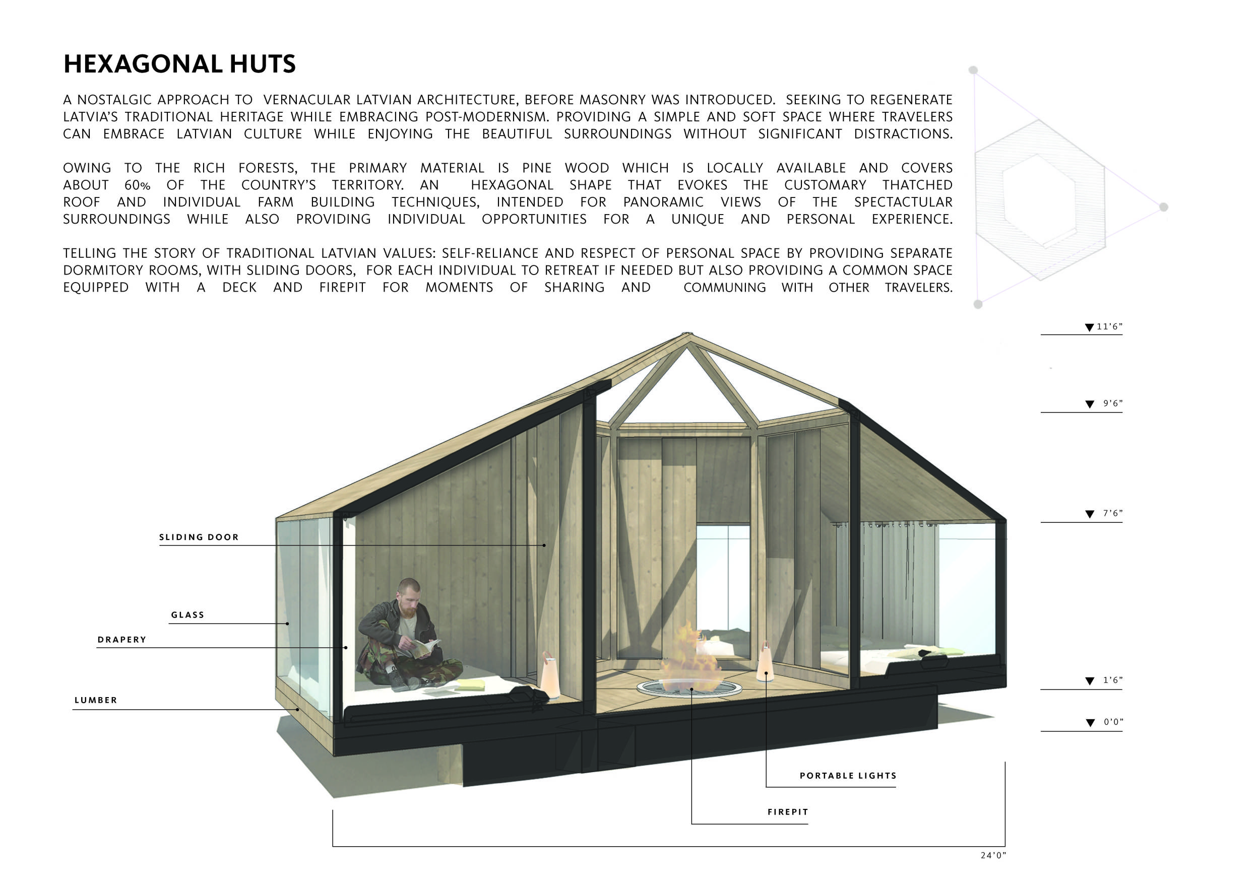 Architecture project // Hexagonal Cabins Crafted from Pinewood with ...
