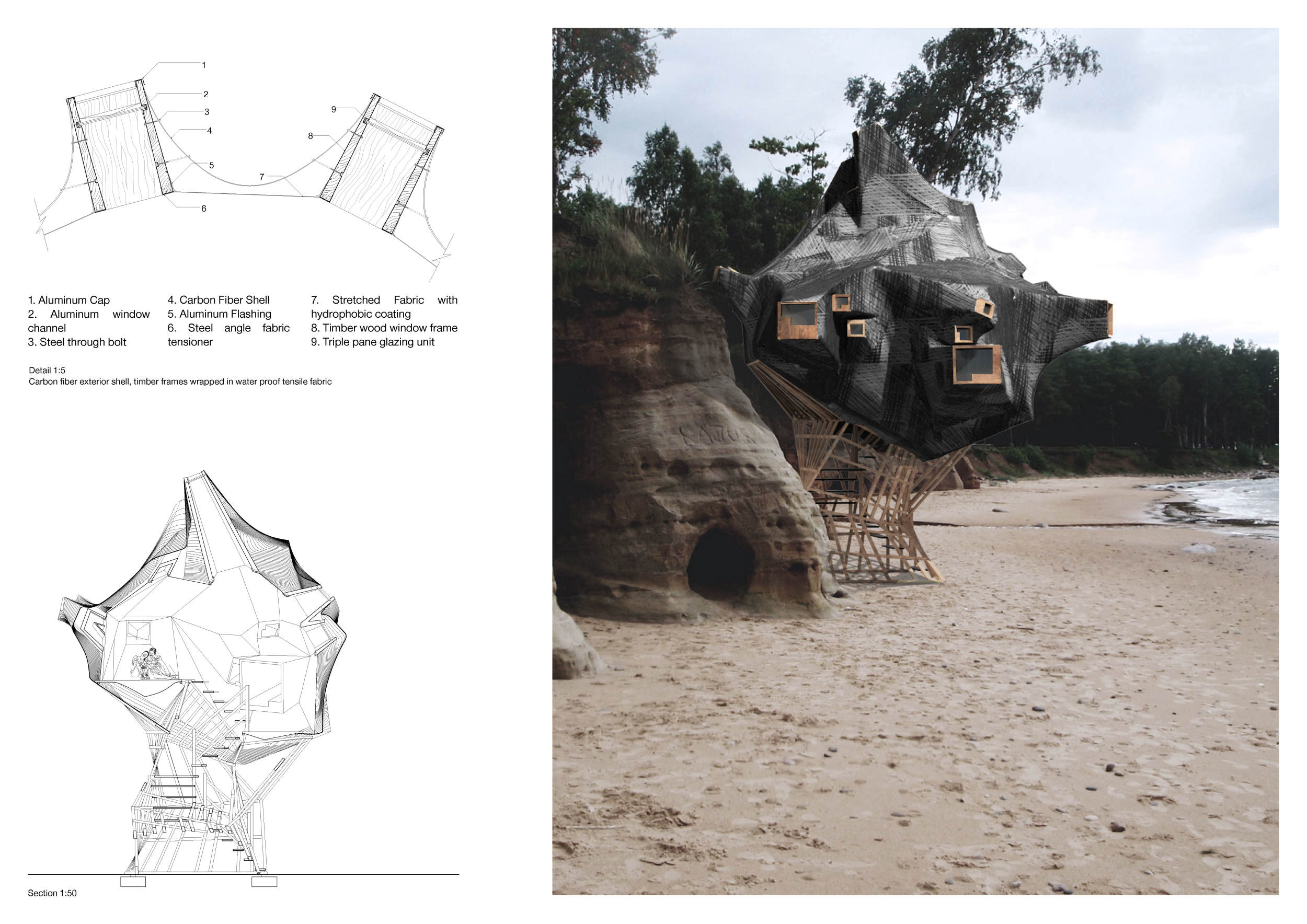 Architecture project // Telescopic Framework with Carbon Fiber and ...
