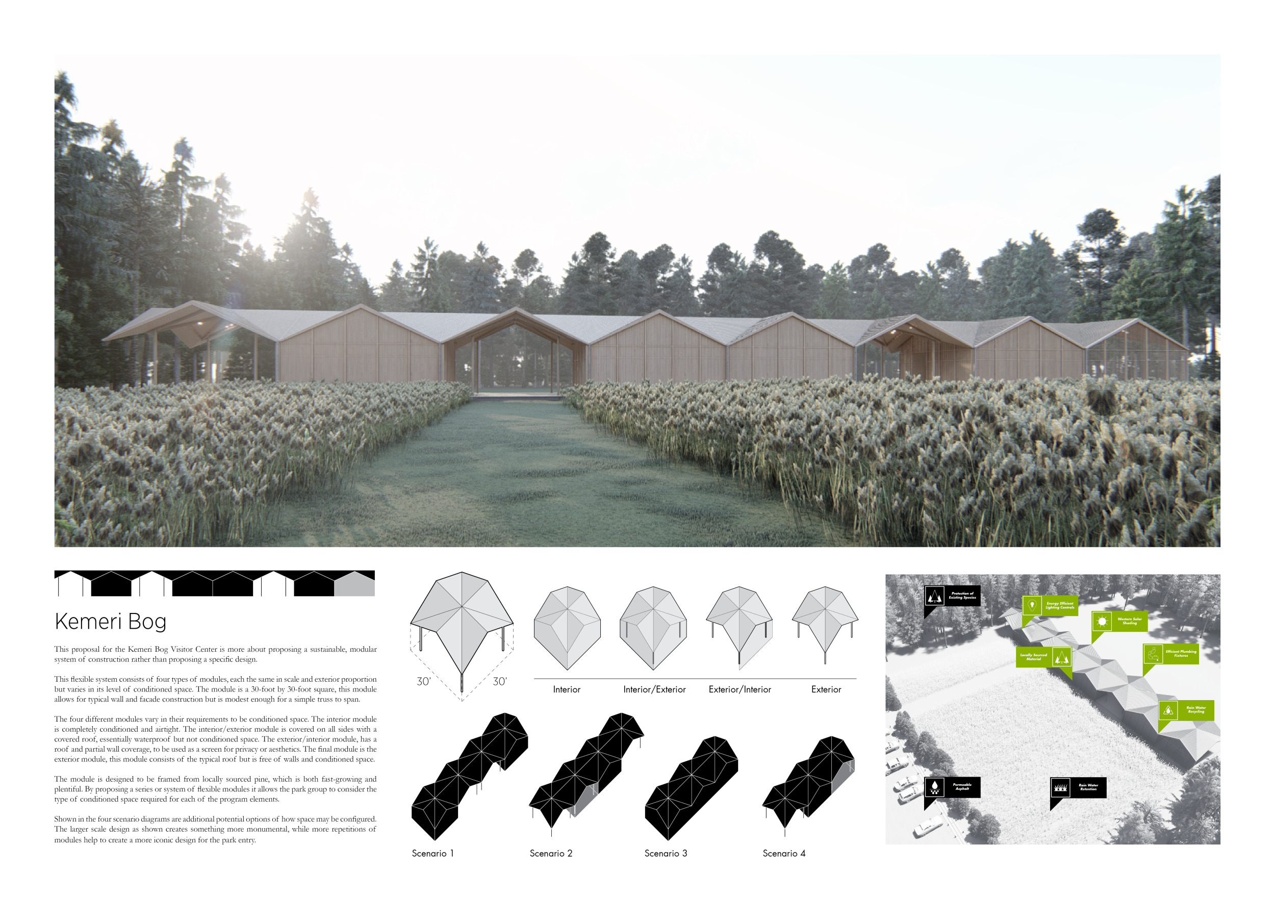 Architecture project // Natural Pine Modules Interacting with the Bog ...