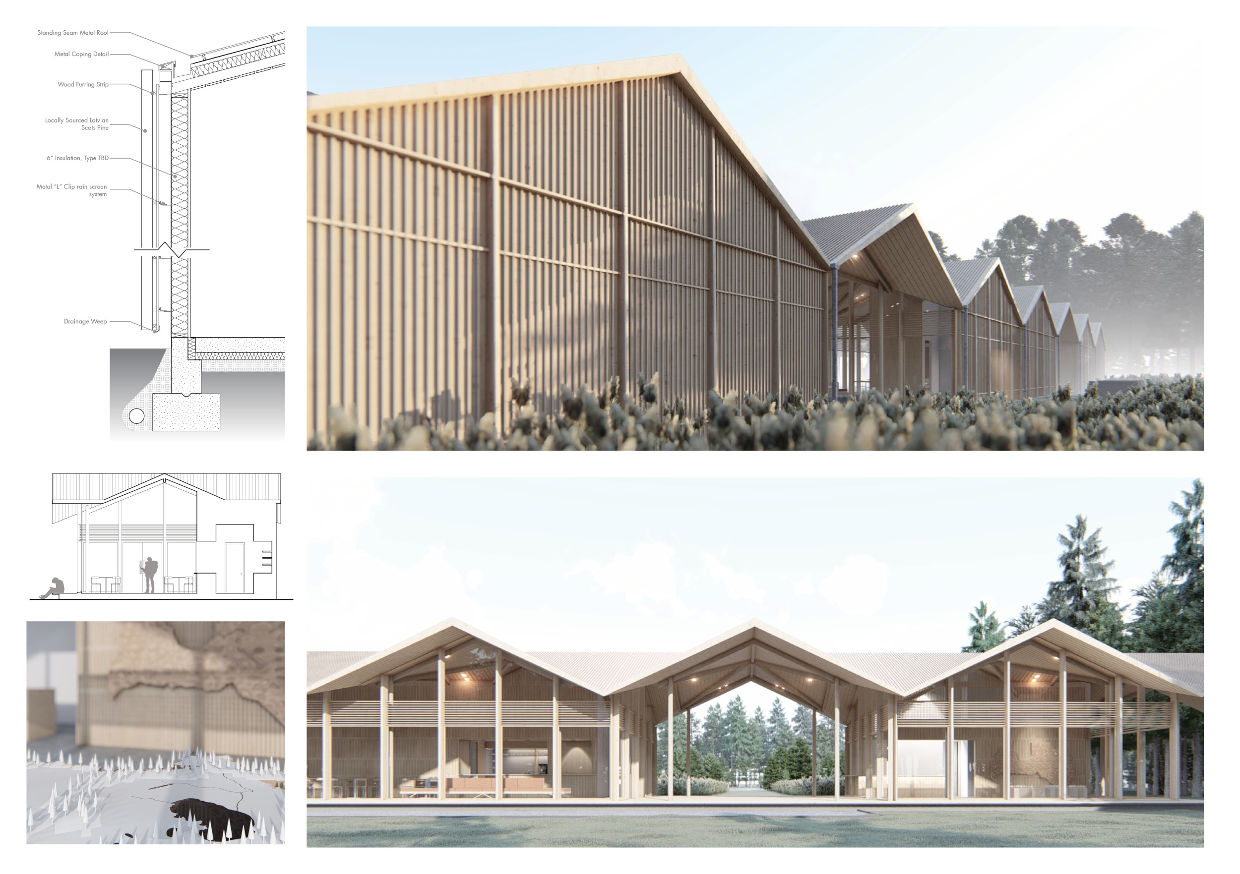 Architecture project // Natural Pine Modules Interacting with the Bog ...