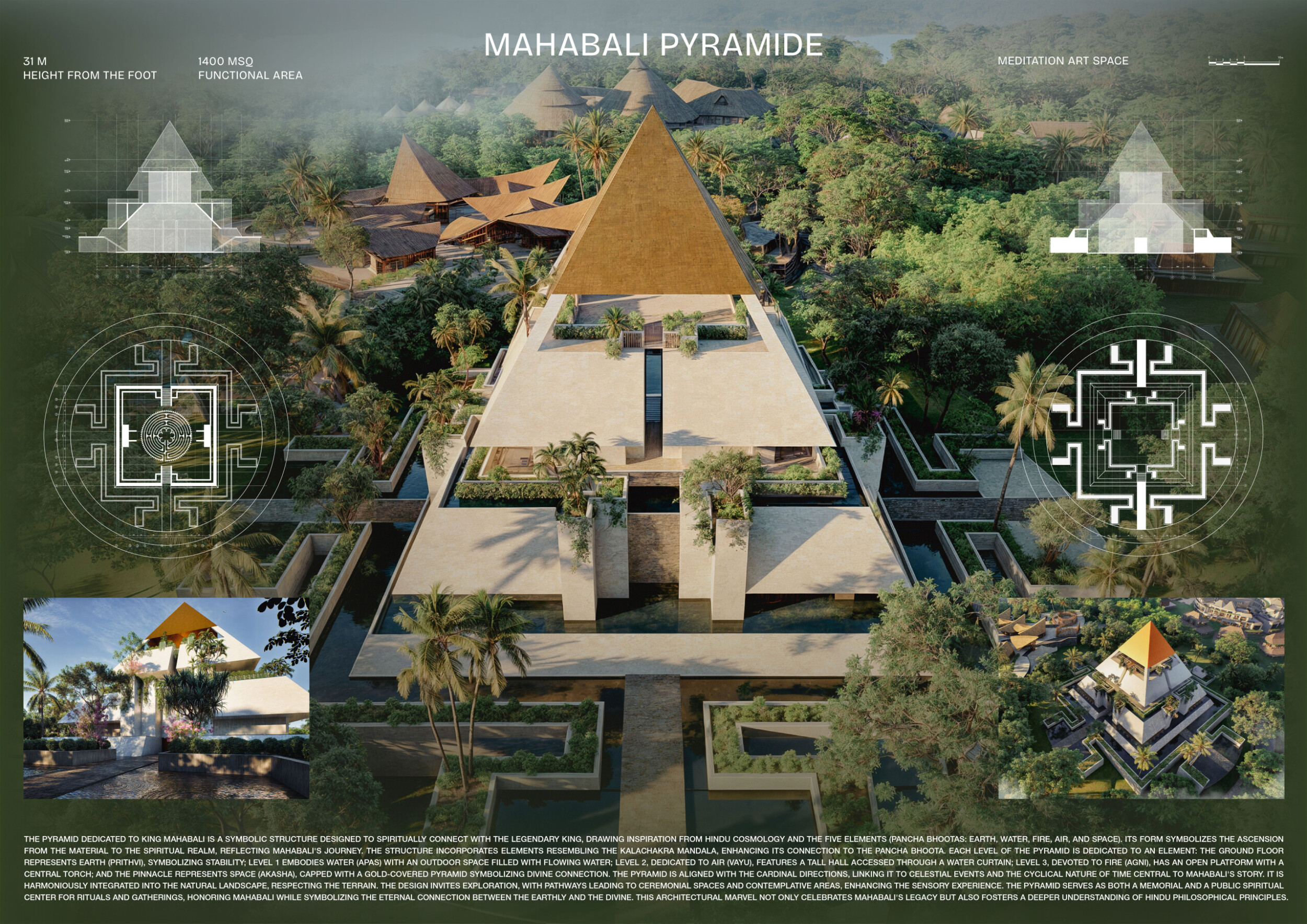 Architecture project // Golden-Roofed Pyramid Crafted from Local Stone ...