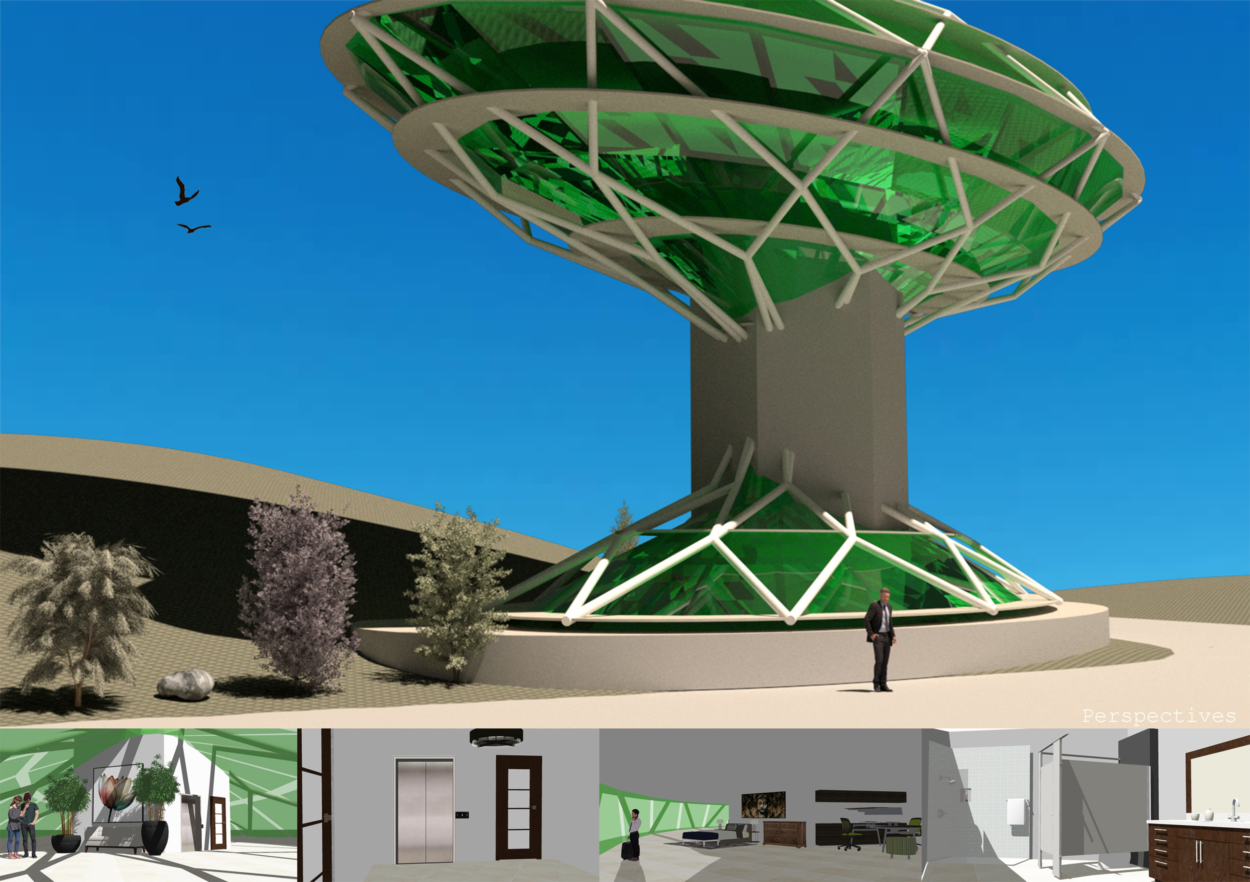 Architecture project // Suspended Concrete Pods with Photovoltaic ...