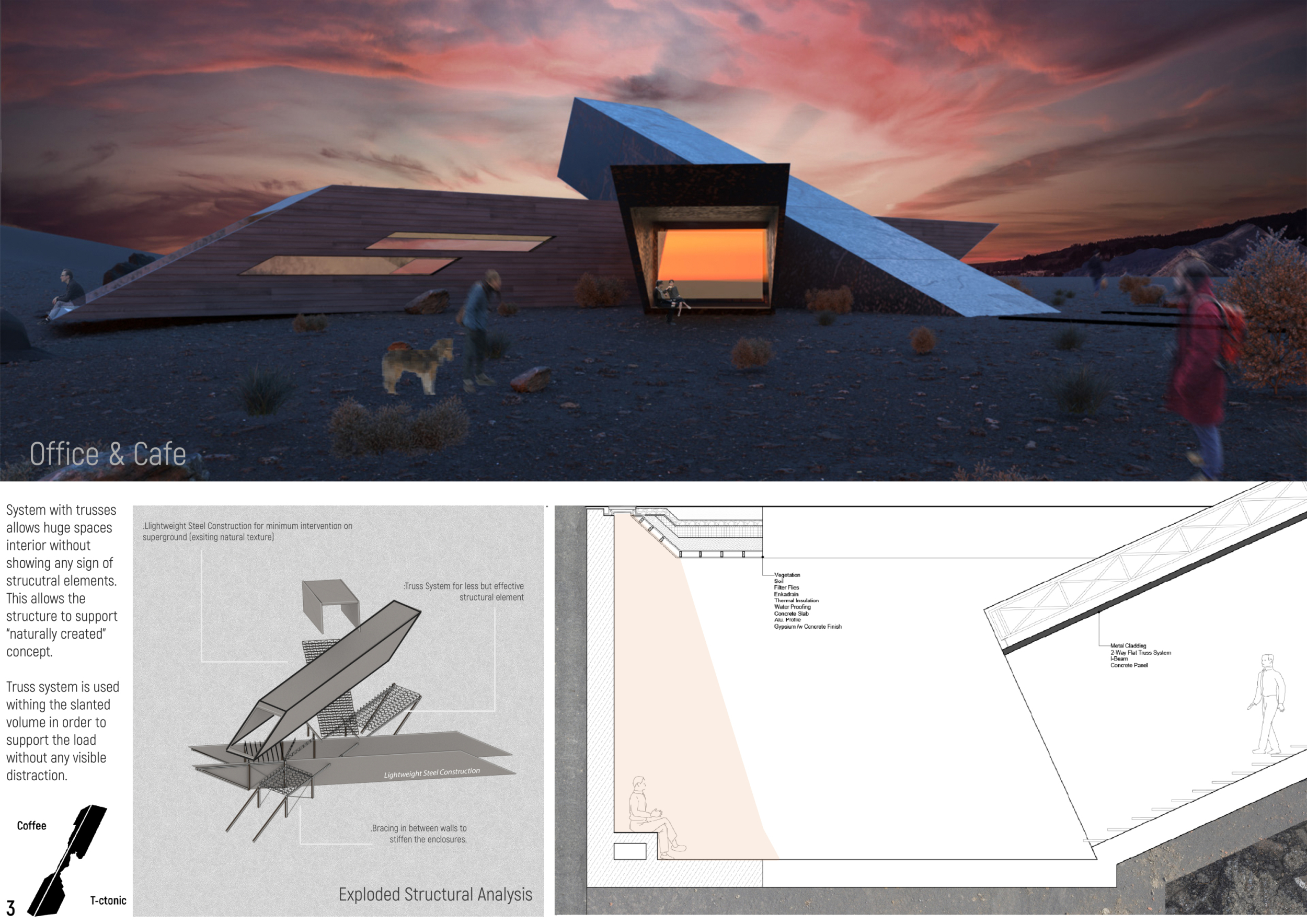Architecture project // Tectonic Granite and Timber Structure ...