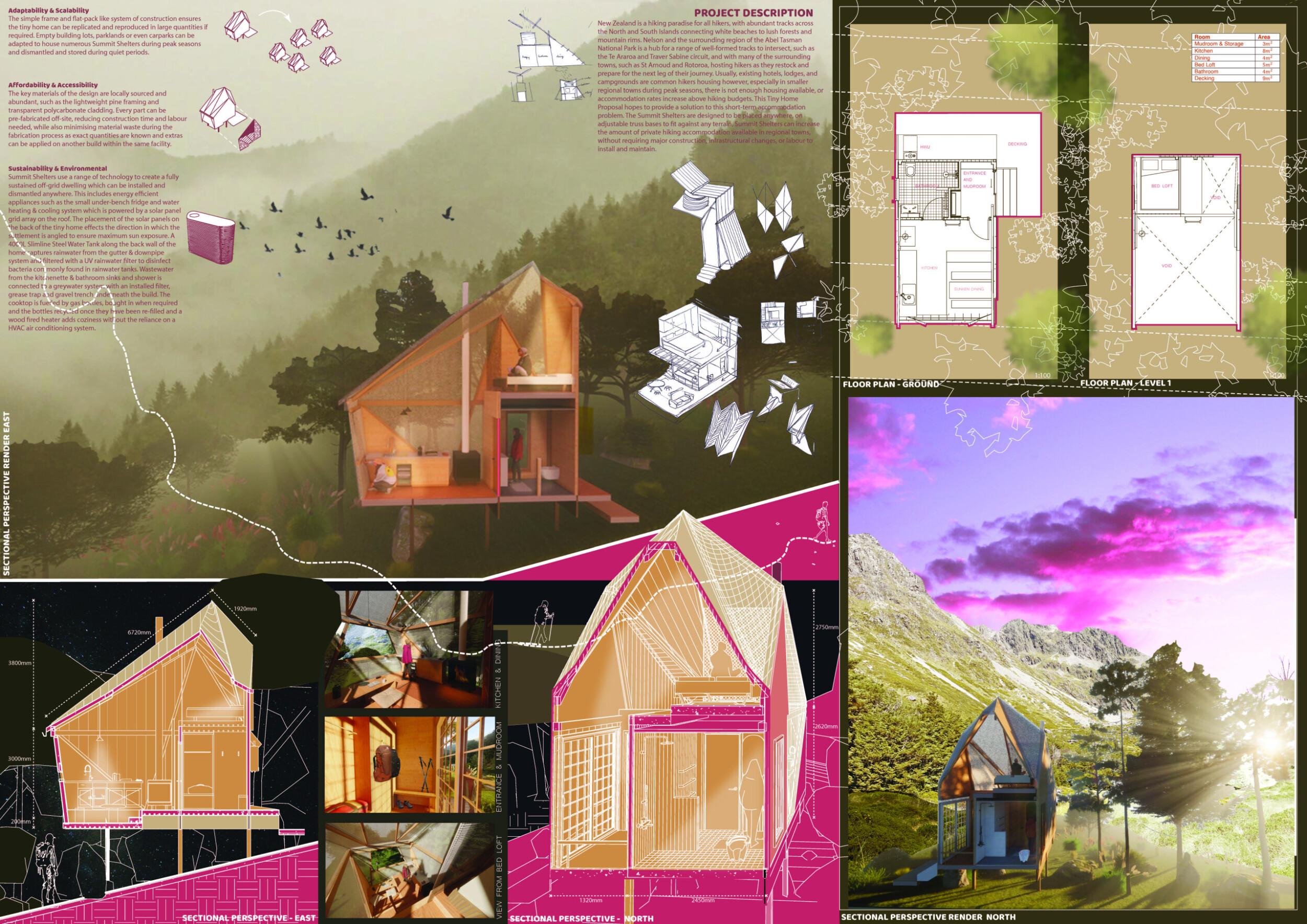 Architecture project // Elevated Shelters with Charred Wooden Shingles ...
