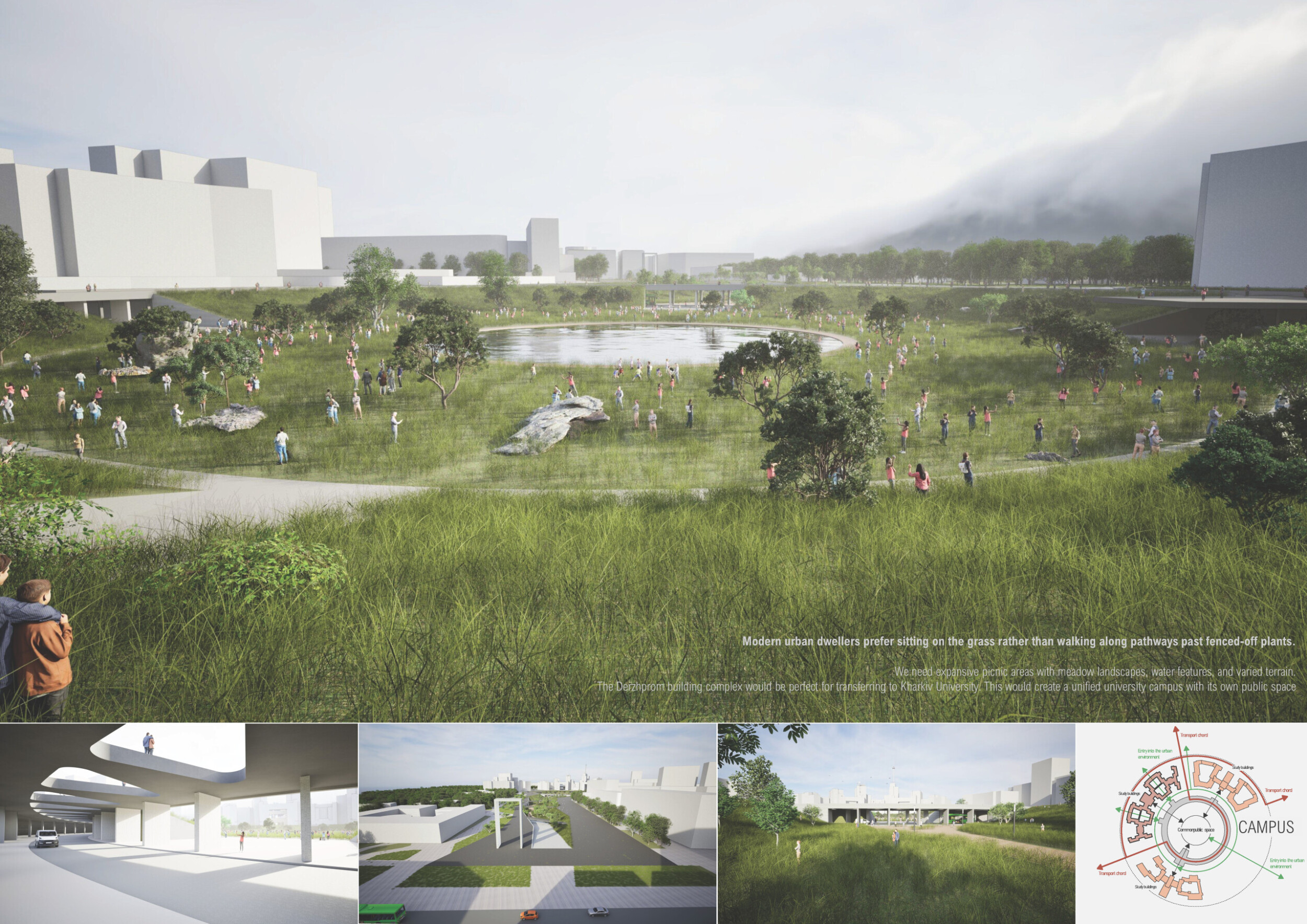 Architecture project // Circular Plaza Featuring Native Landscaping and ...