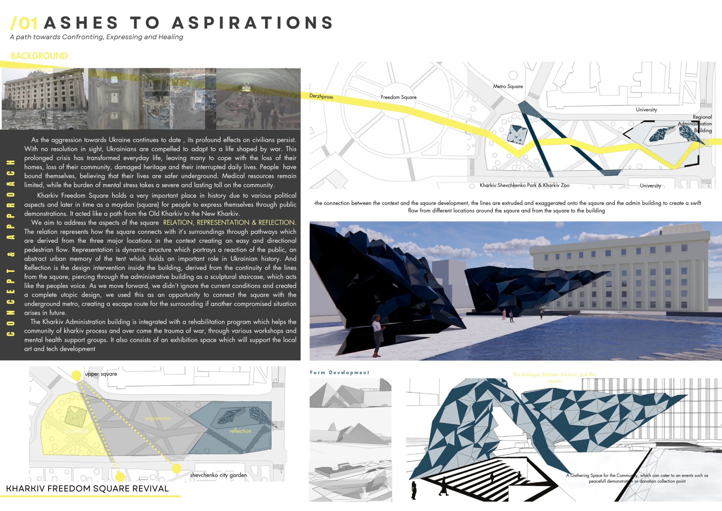 Architecture project // Reflective Water Features and Angular Forms ...