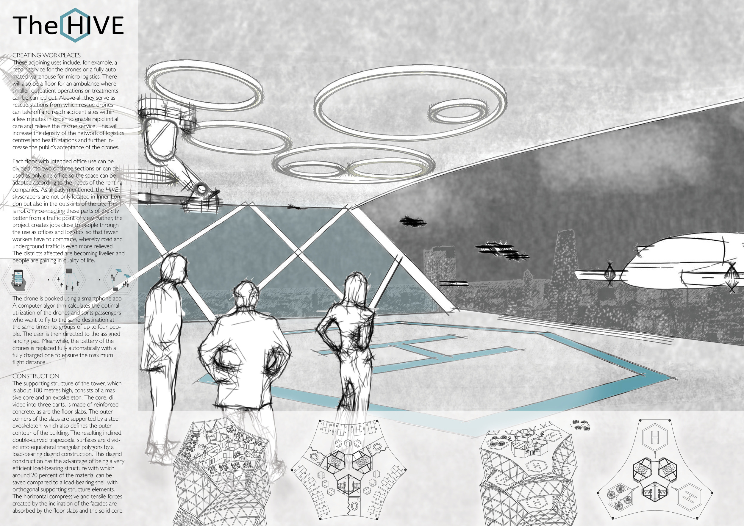 Architecture project // Reinforced Concrete Core with Steel Exoskeleton ...
